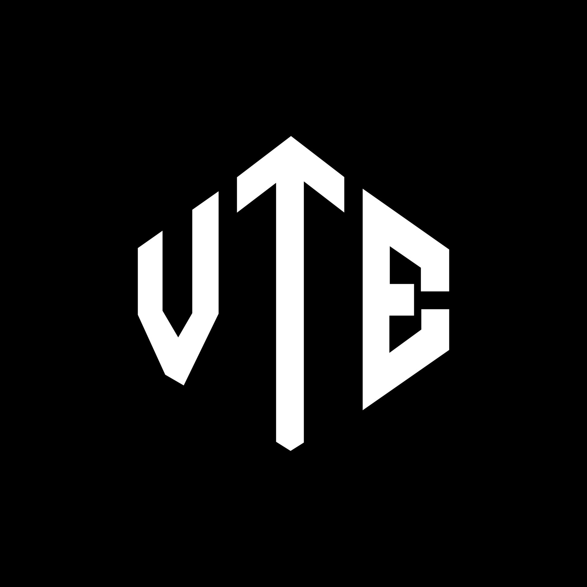 diseño de logotipo de letra vte con forma de polígono. vte polígono y diseño de logotipo en ...