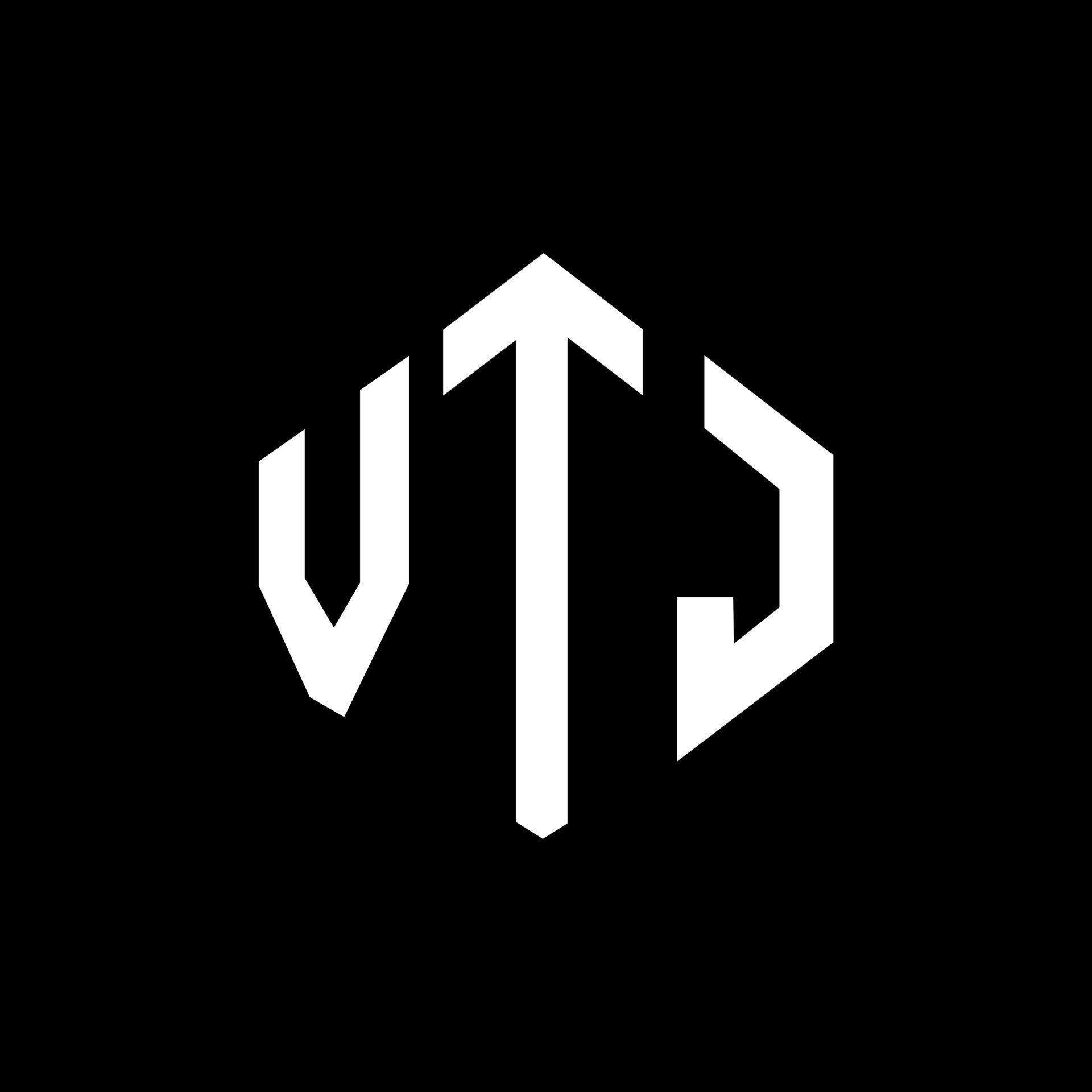VTJ letter logo design with polygon shape. VTJ polygon and cube shape logo design. VTJ hexagon ...