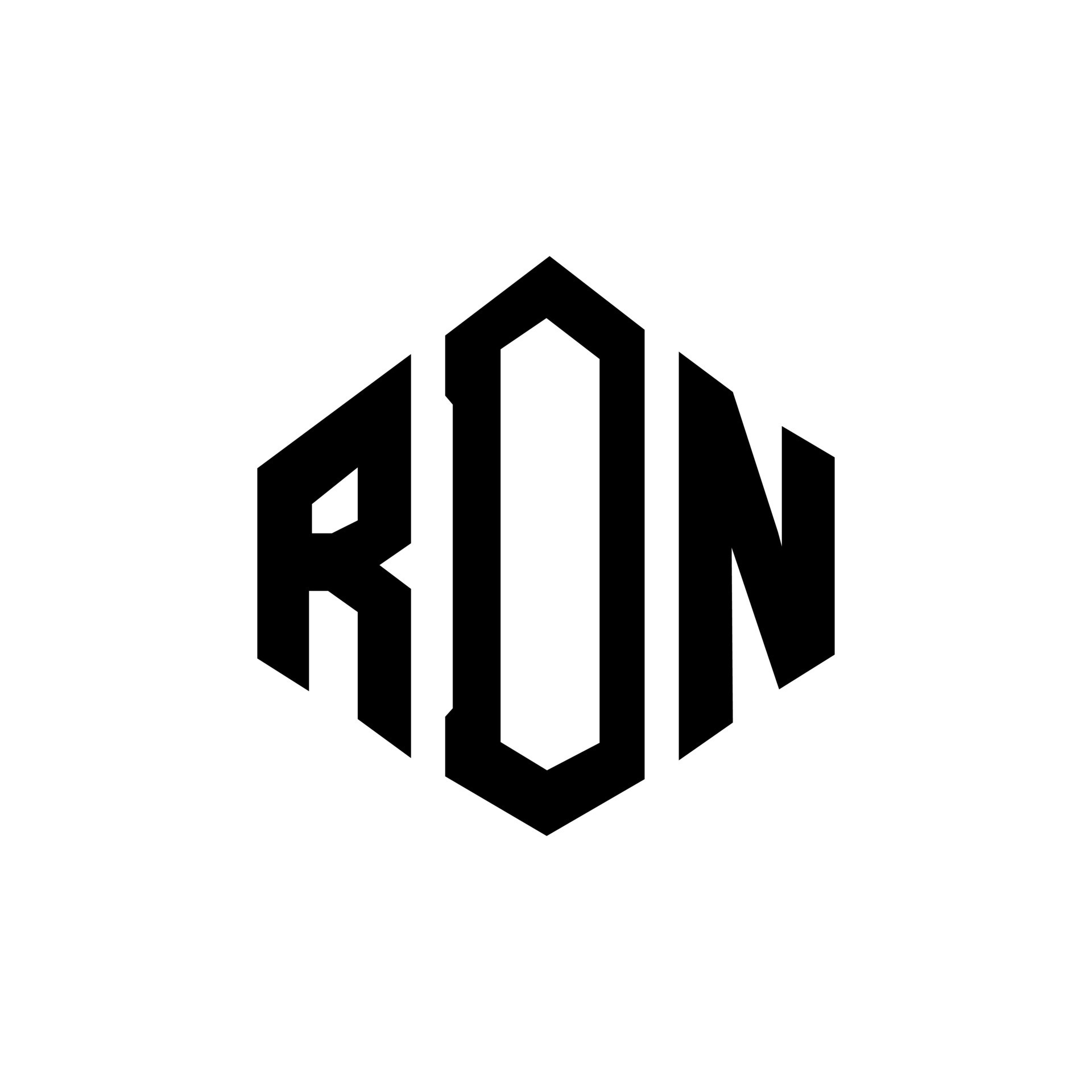 diseño de logotipo de letra rdn con forma de polígono. diseño de logotipo en forma de cubo y ...