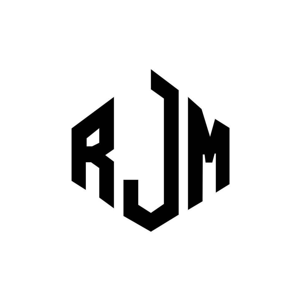 diseño de logotipo de letra rjm con forma de polígono. diseño de logotipo de forma de cubo y ...