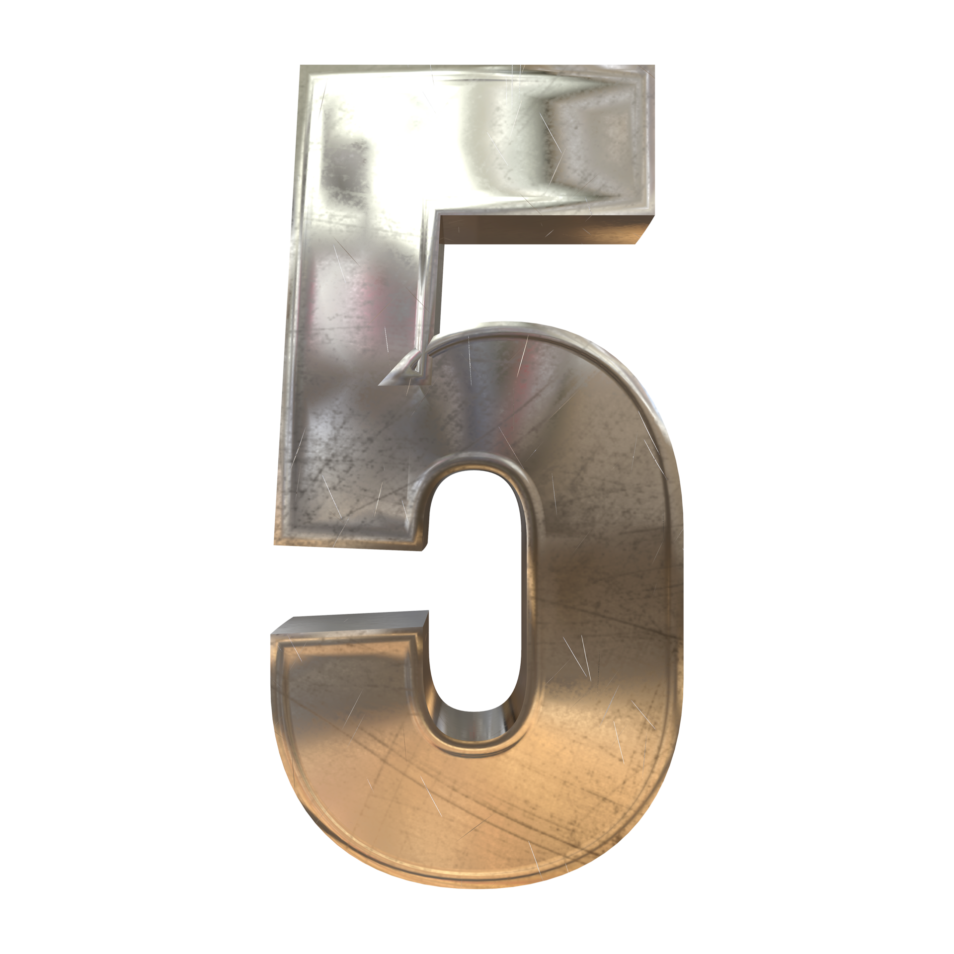 Number 5 3d Render Of Old Scratched Rough Steel Metal Material 9636873 Png