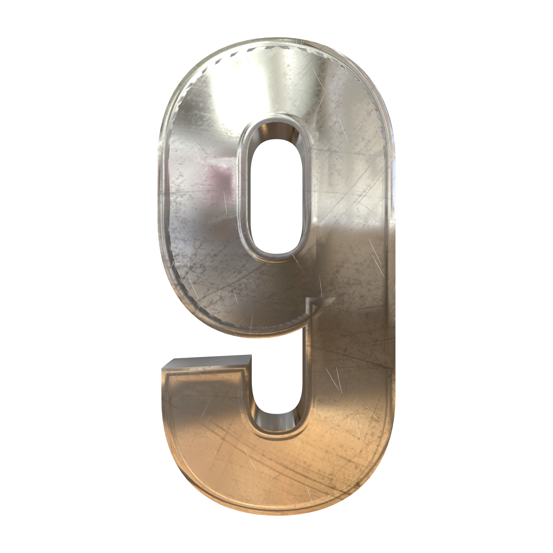 Number 9 3d Render Of Old Scratched Rough Steel Metal Material 9636874 Png