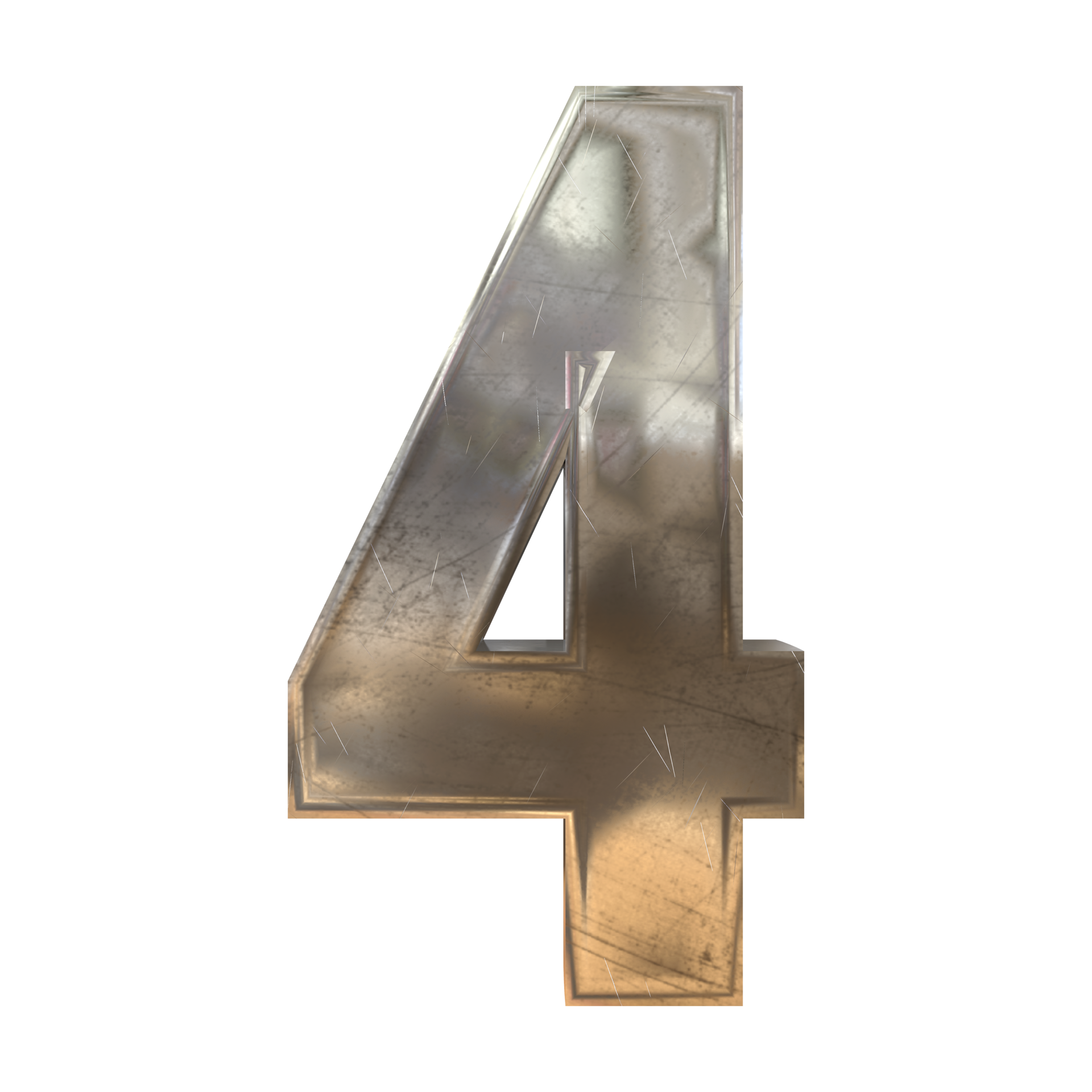 Number 4 3d Render Of Old Scratched Rough Steel Metal Material 9636878 Png