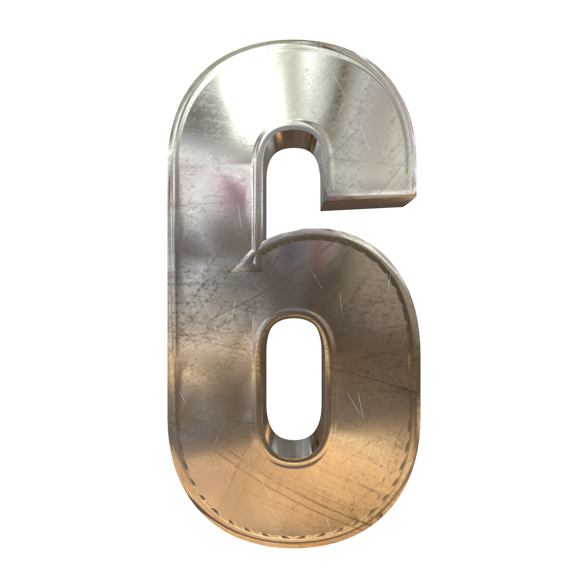 Number 6 3d Render Of Old Scratched Rough Steel Metal Material 9636881 Png