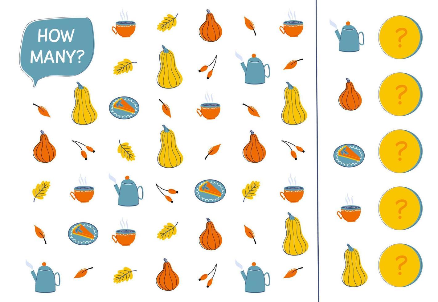 Educational game for children. I spy game. Find and count cups ...