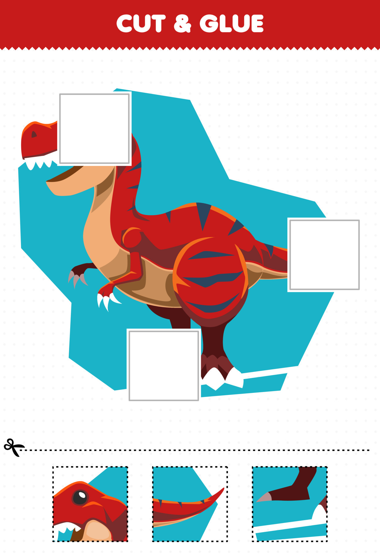 Education game for children cut and glue cut parts of cute cartoon ...