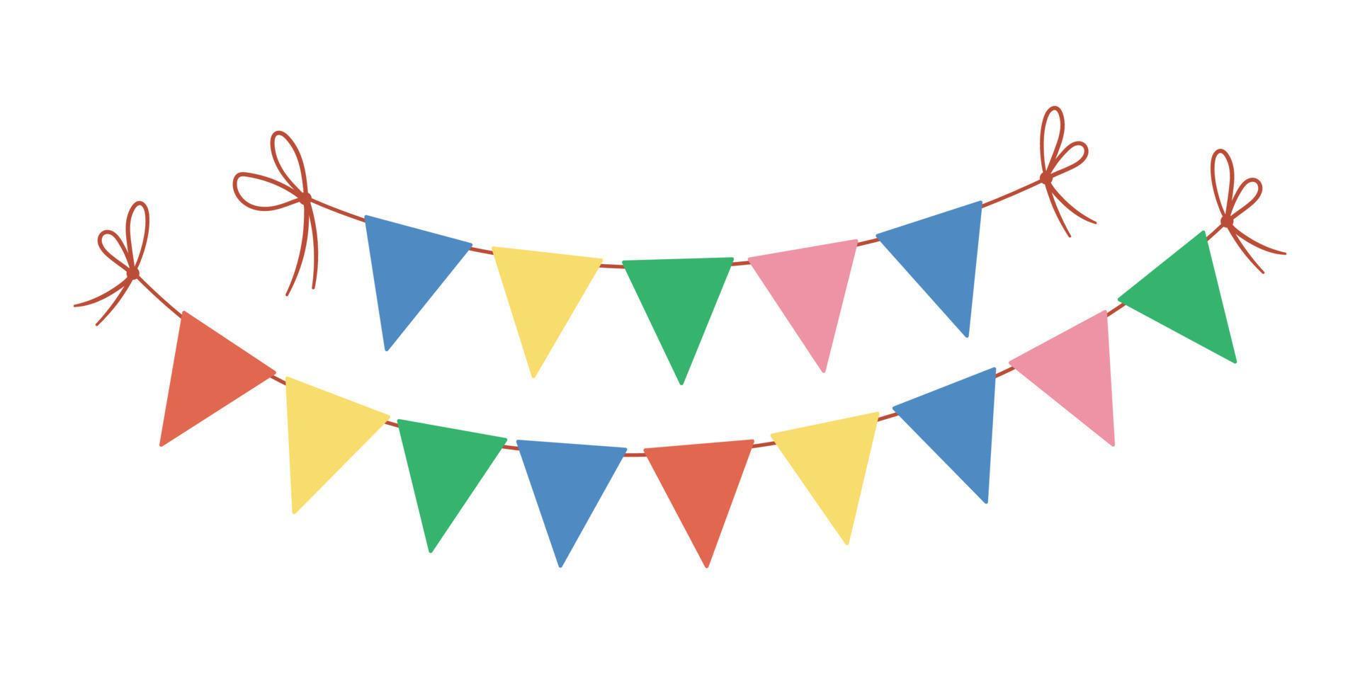 Vector triangle birthday flags for holidays decoration. Cute funny ...