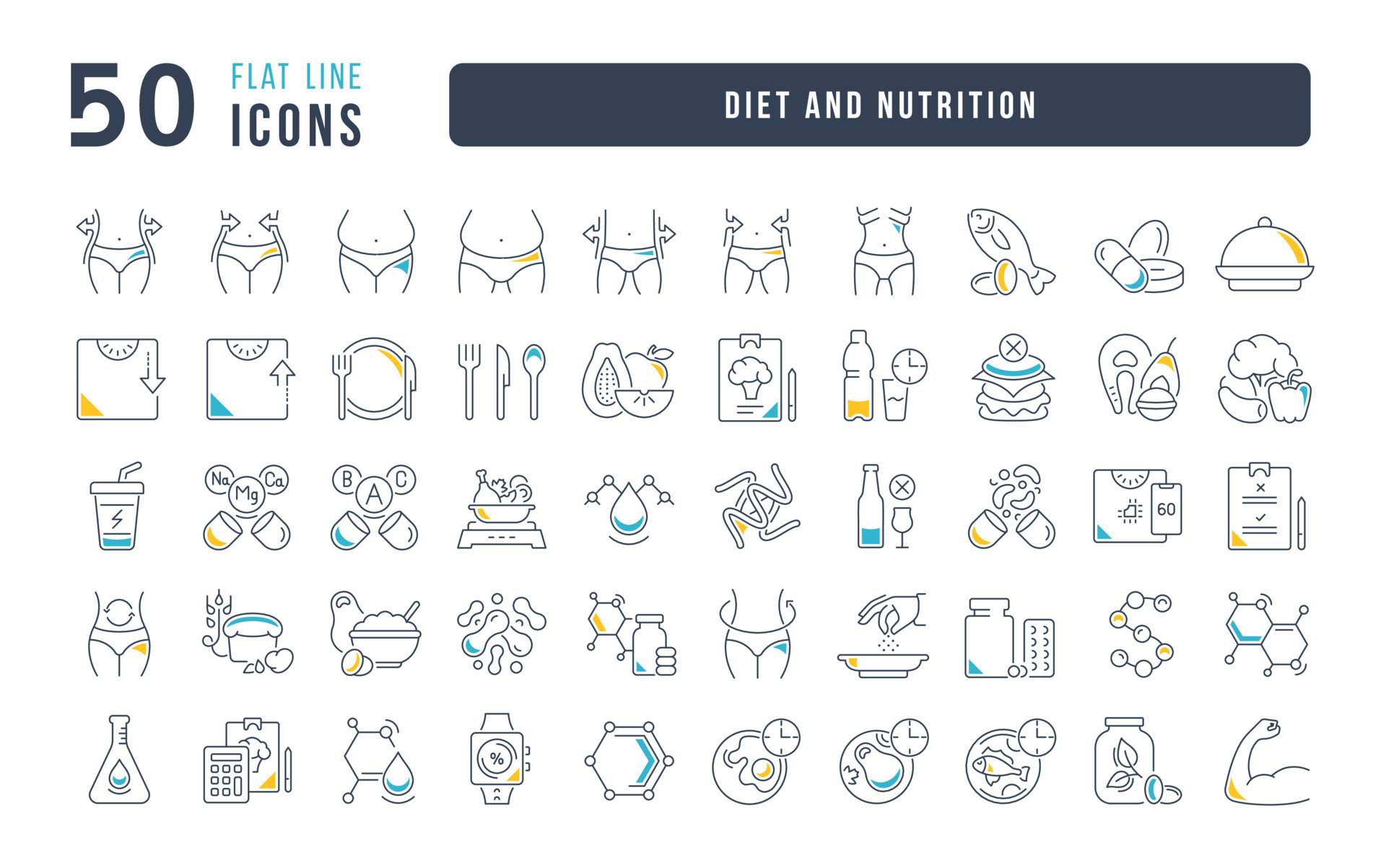 Set of linear icons of Diet and Nutrition 9639355 Vector Art at Vecteezy