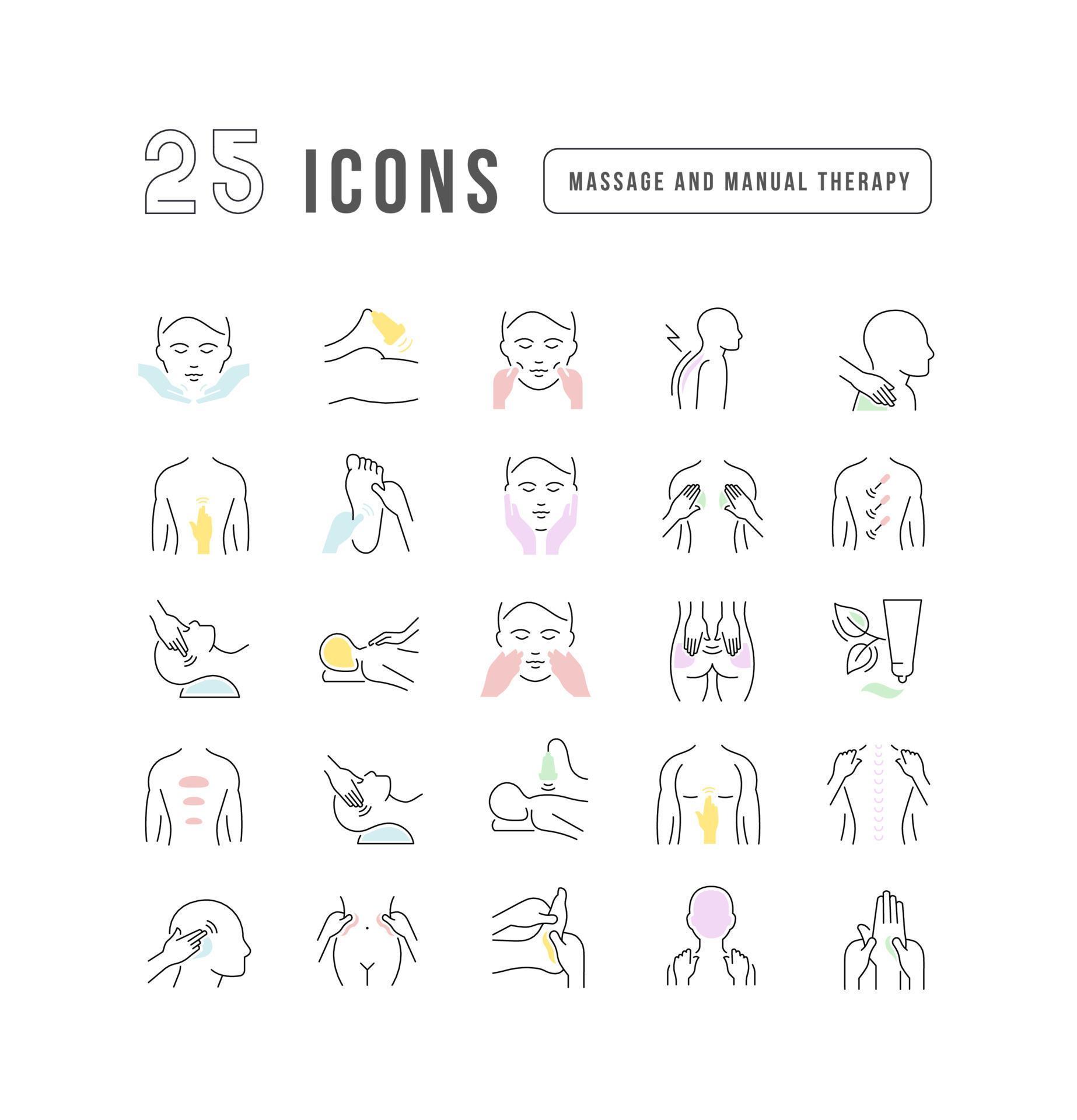 Set Of Linear Icons Of Massage And Manual Therapy 9639371 Vector Art At