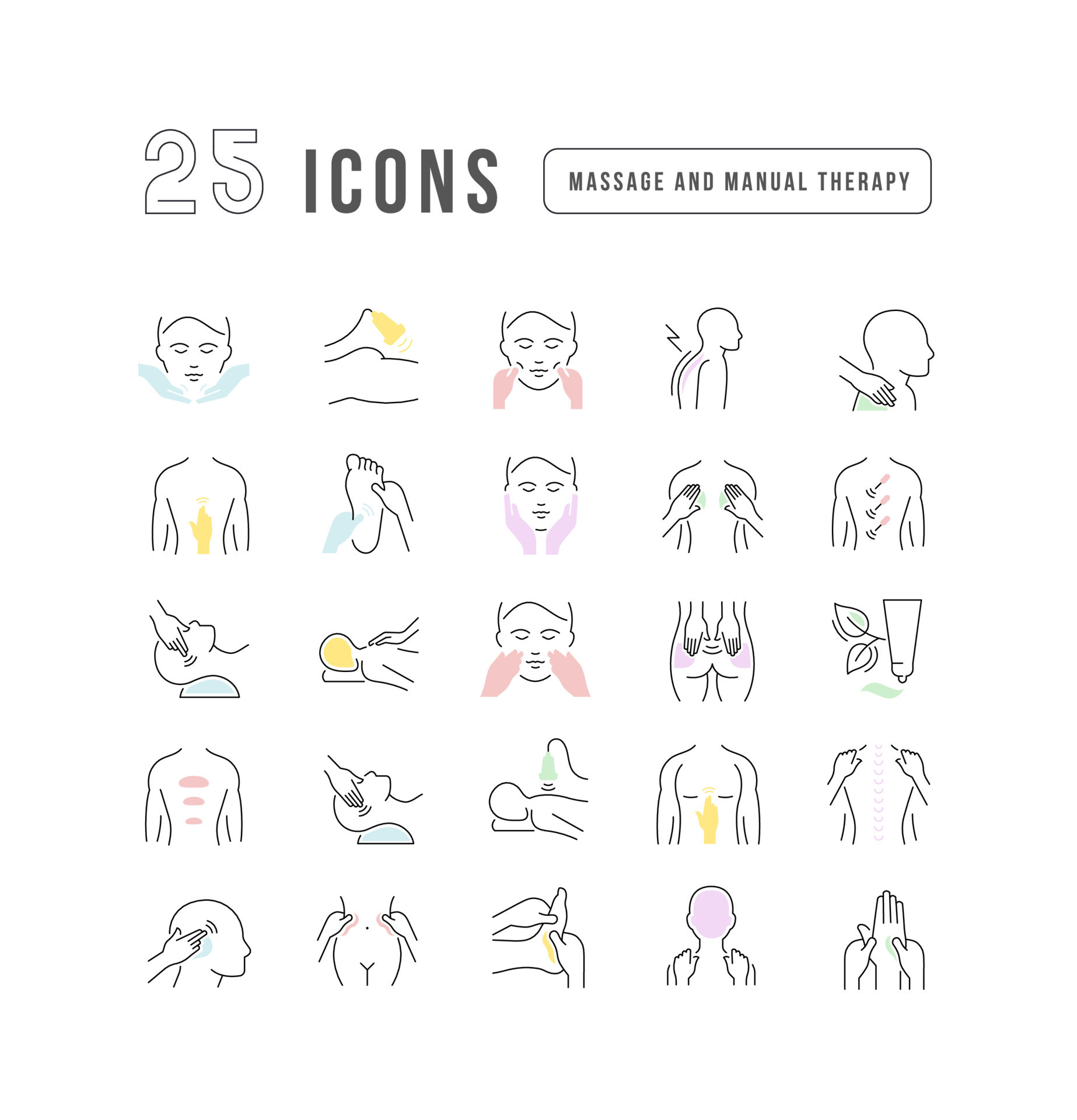 Set Of Linear Icons Of Massage And Manual Therapy 9639371 Vector Art At Vecteezy