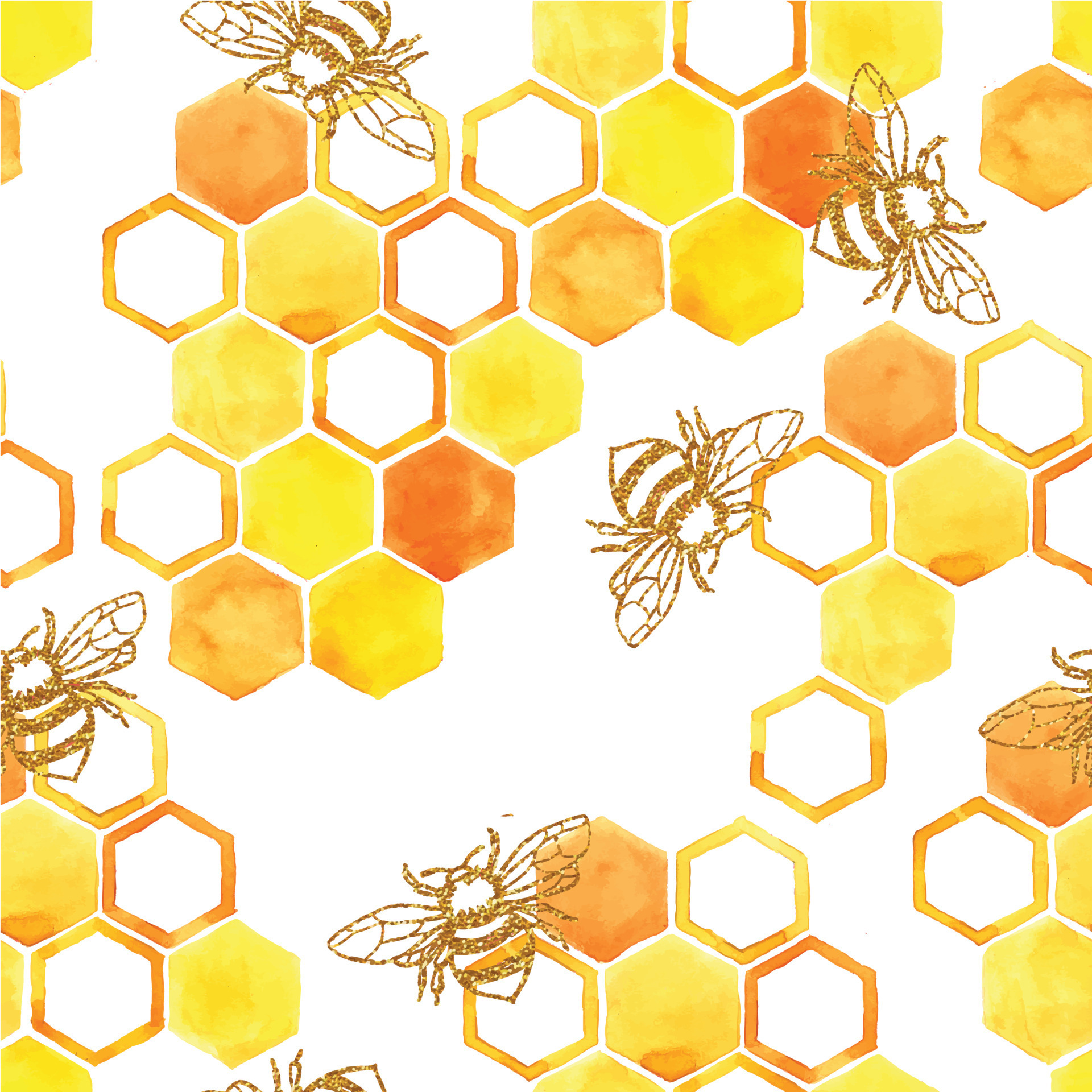seamless watercolor pattern with honey bees and little cute bees ... seamless watercolor pattern with honey bees and little cute bees ...