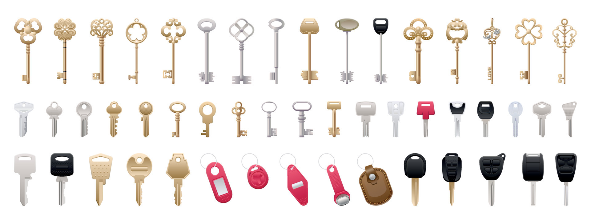 Set of Keys 9639770 Vector Art at Vecteezy