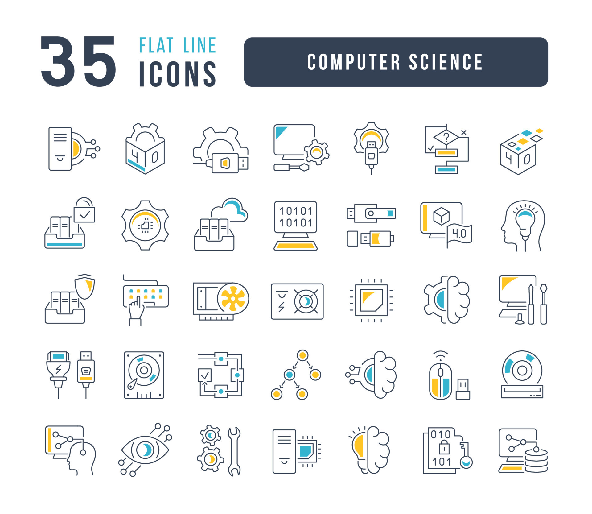 Set of linear icons of Computer Science 9639886 Vector Art at Vecteezy
