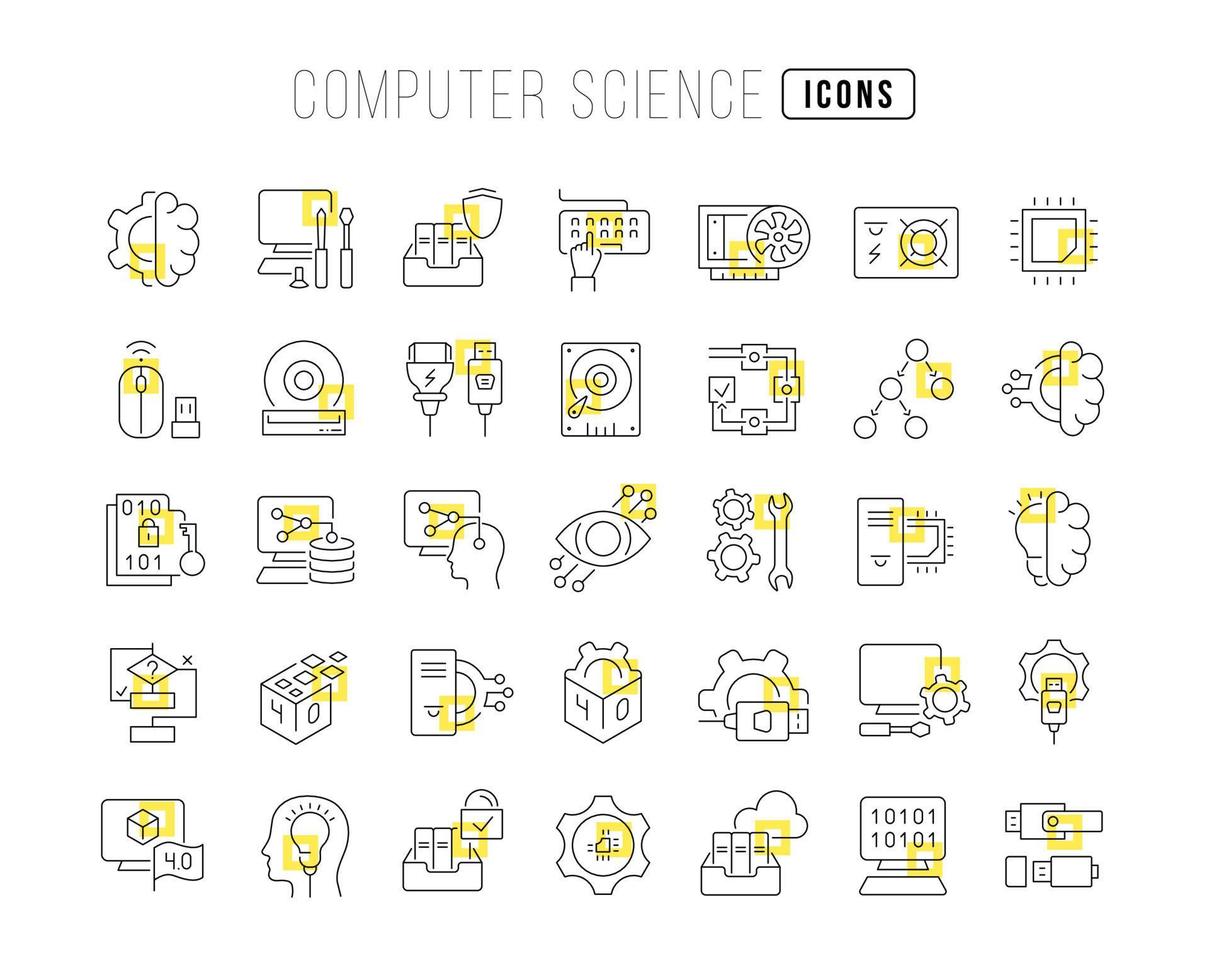 Set of linear icons of Computer Science 9639955 Vector Art at Vecteezy