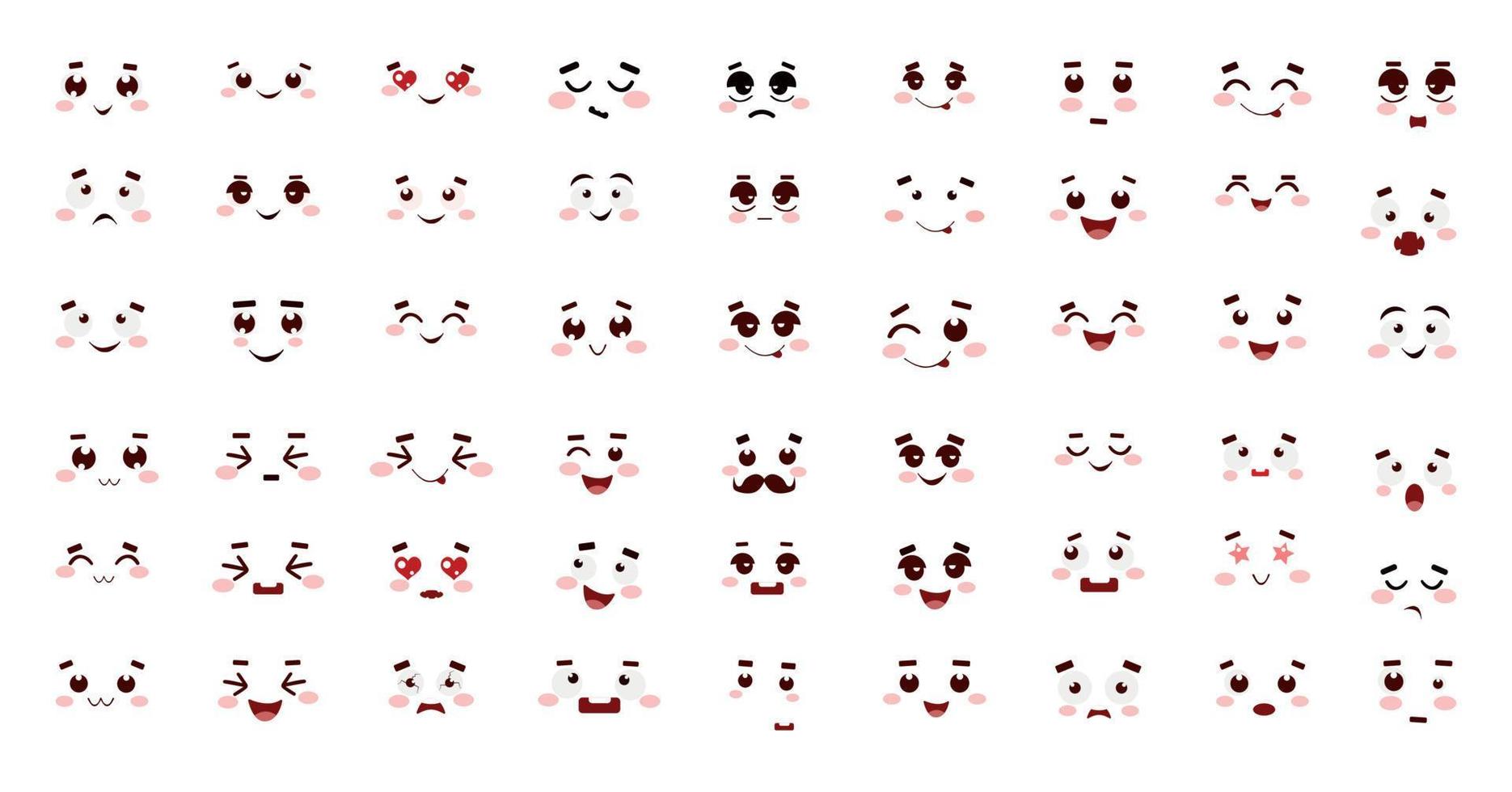 Set of Cute Emoticons 9640018 Vector Art at Vecteezy