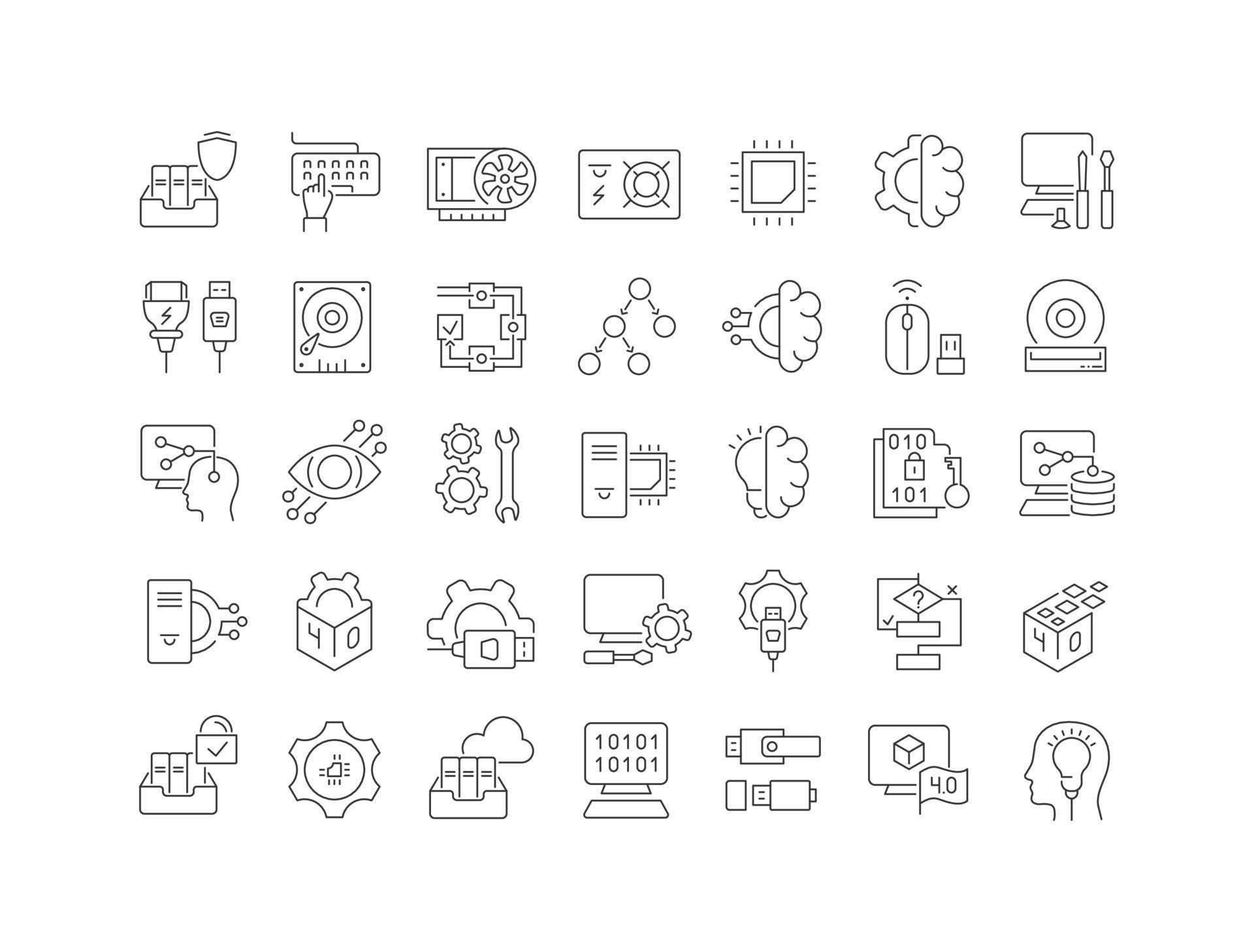 Set of linear icons of Computer Science 9640084 Vector Art at Vecteezy