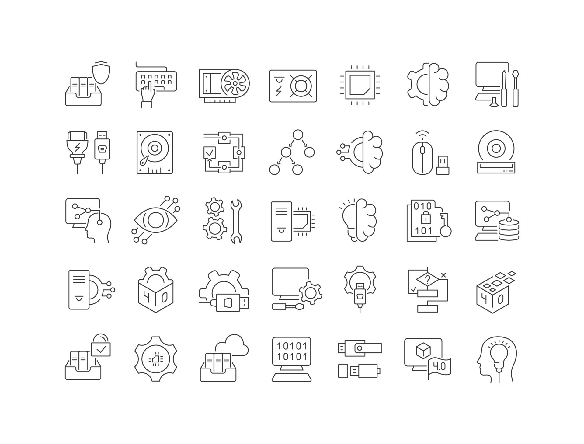 Set Of Linear Icons Of Computer Science 9640084 Vector Art At Vecteezy