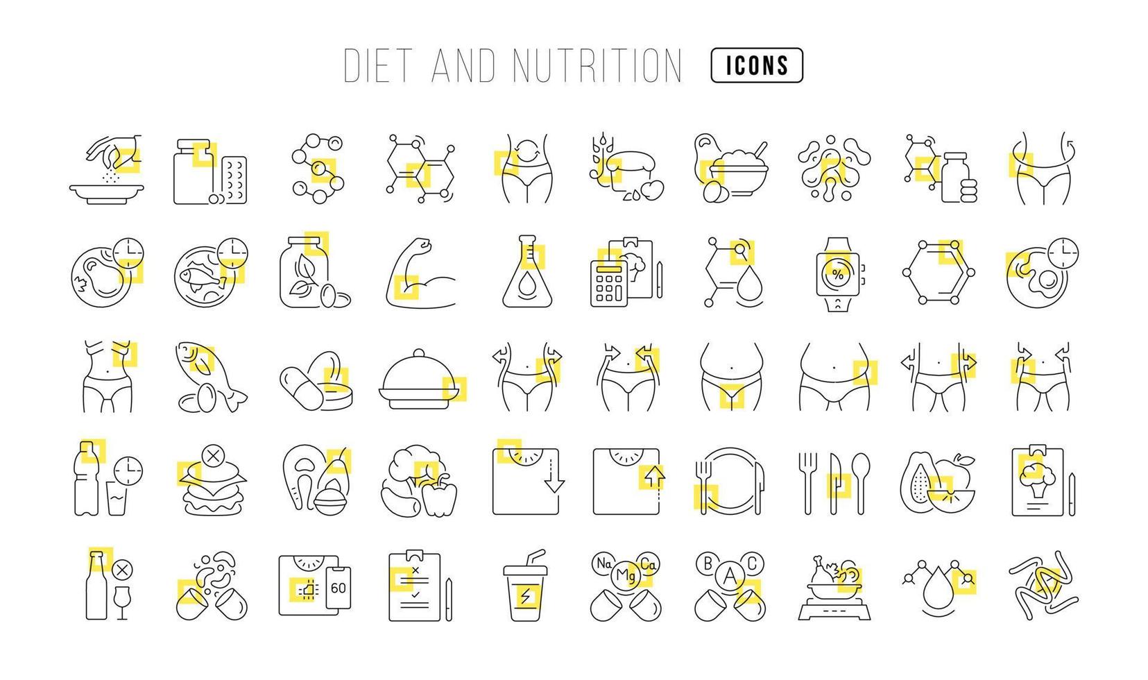 Set of linear icons of Diet and Nutrition 9640338 Vector Art at Vecteezy