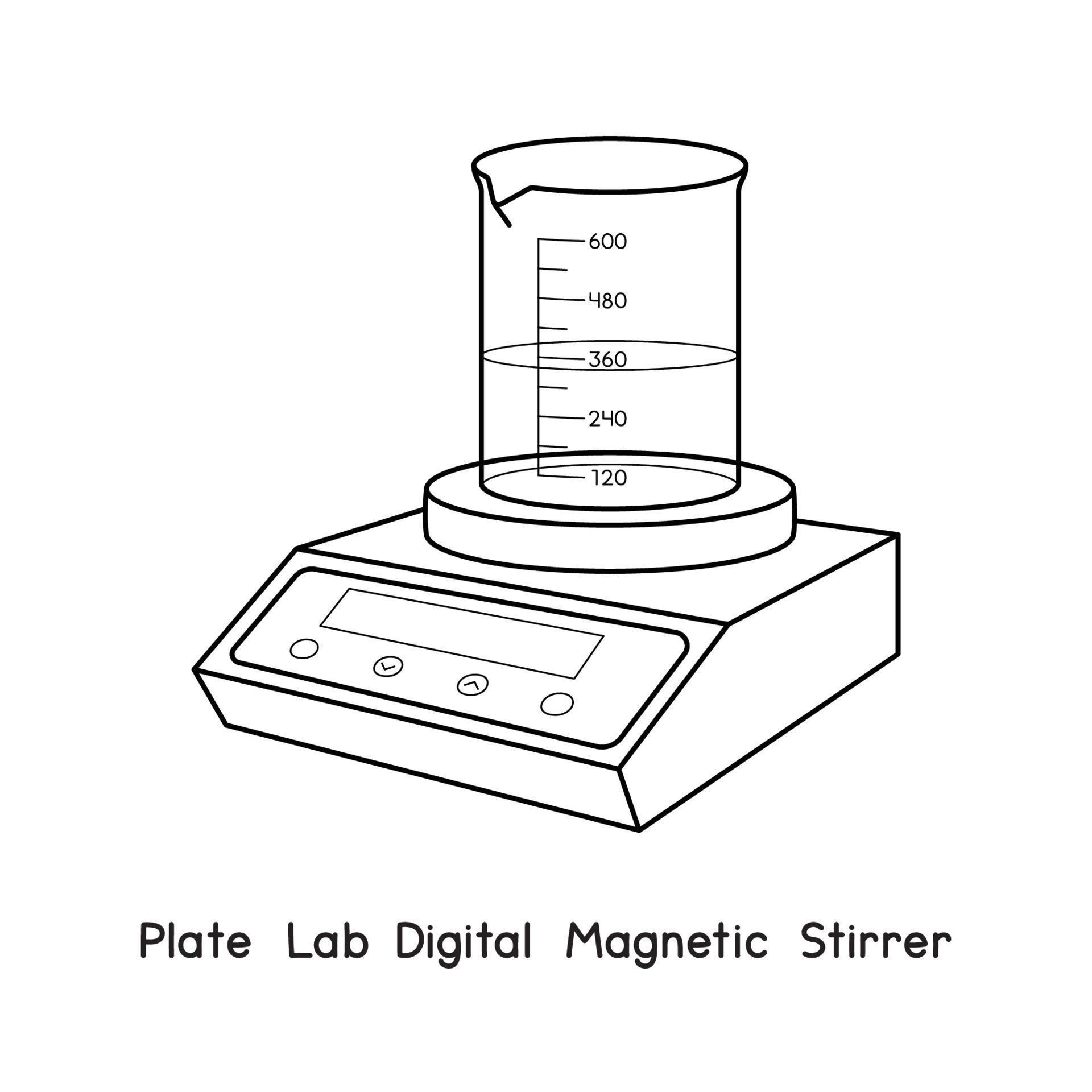 Plate Lab Digital Magnetic Stirrer diagram for experiment setup lab outline vector illustration ...