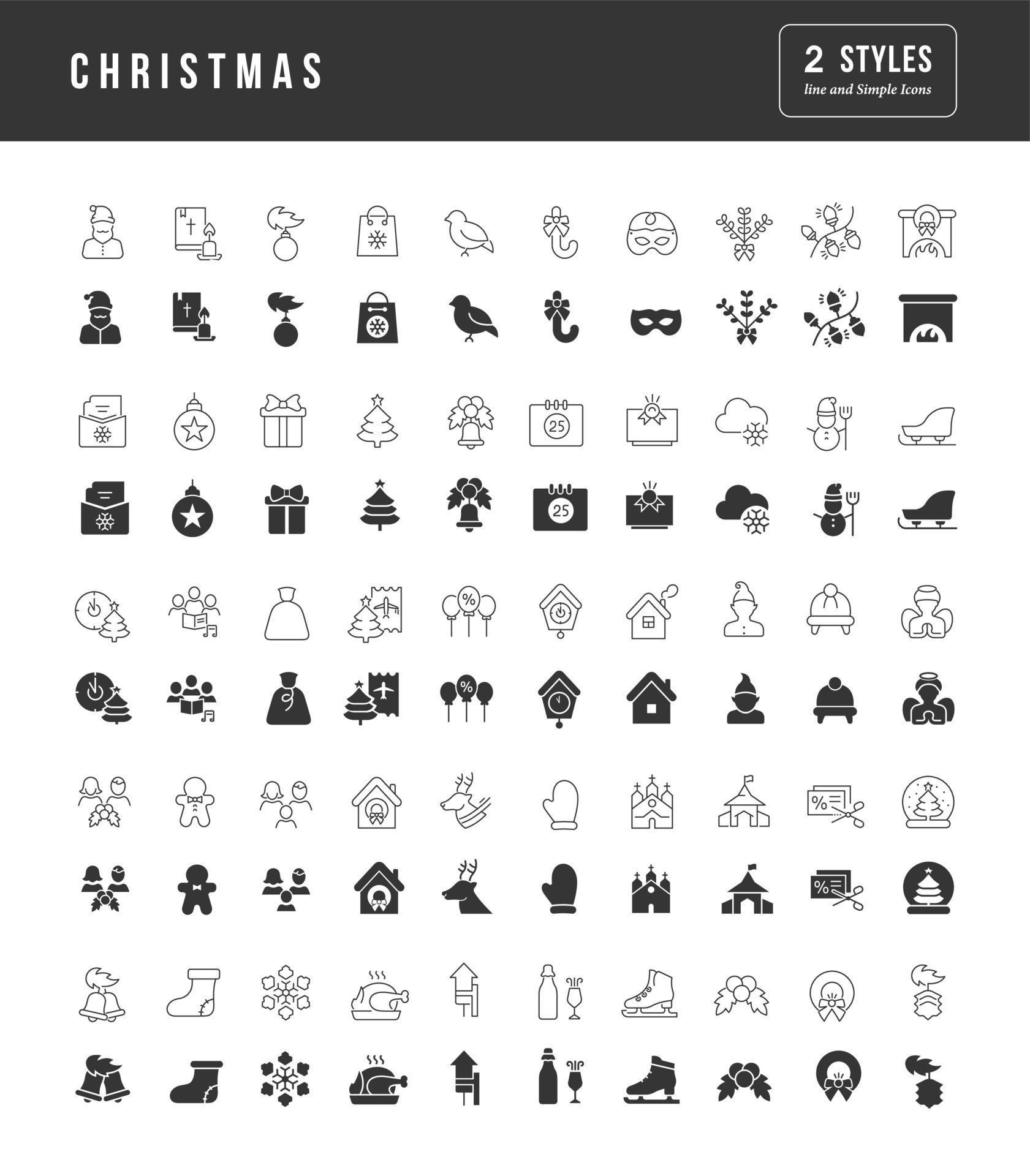 Set of simple icons of Christmas 9640802 Vector Art at Vecteezy