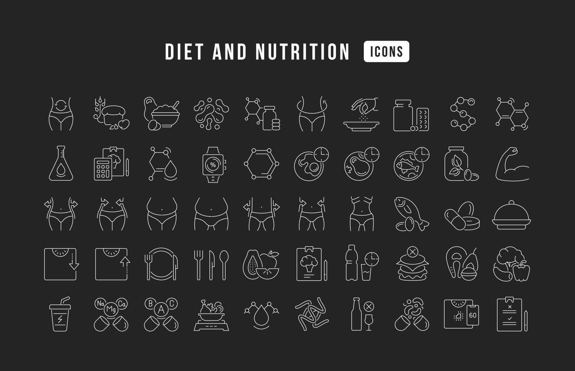 Set of linear icons of Diet and Nutrition 9640877 Vector Art at Vecteezy