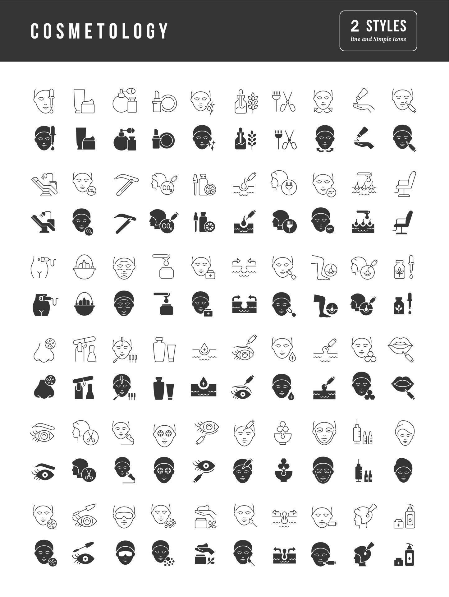 Set of simple icons of Cosmetology 9640950 Vector Art at Vecteezy