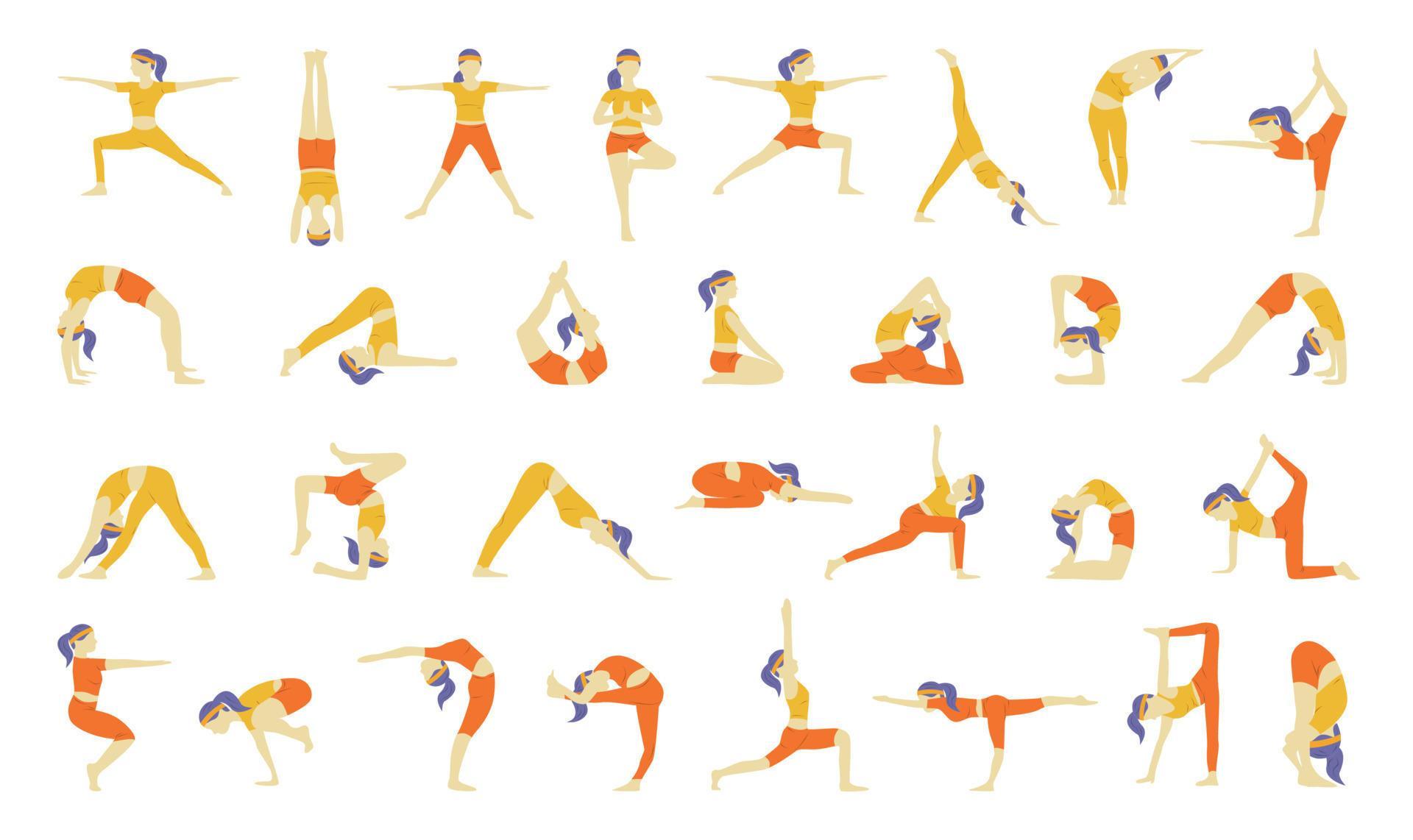 Yoga Poses Set 9641277 Vector Art at Vecteezy
