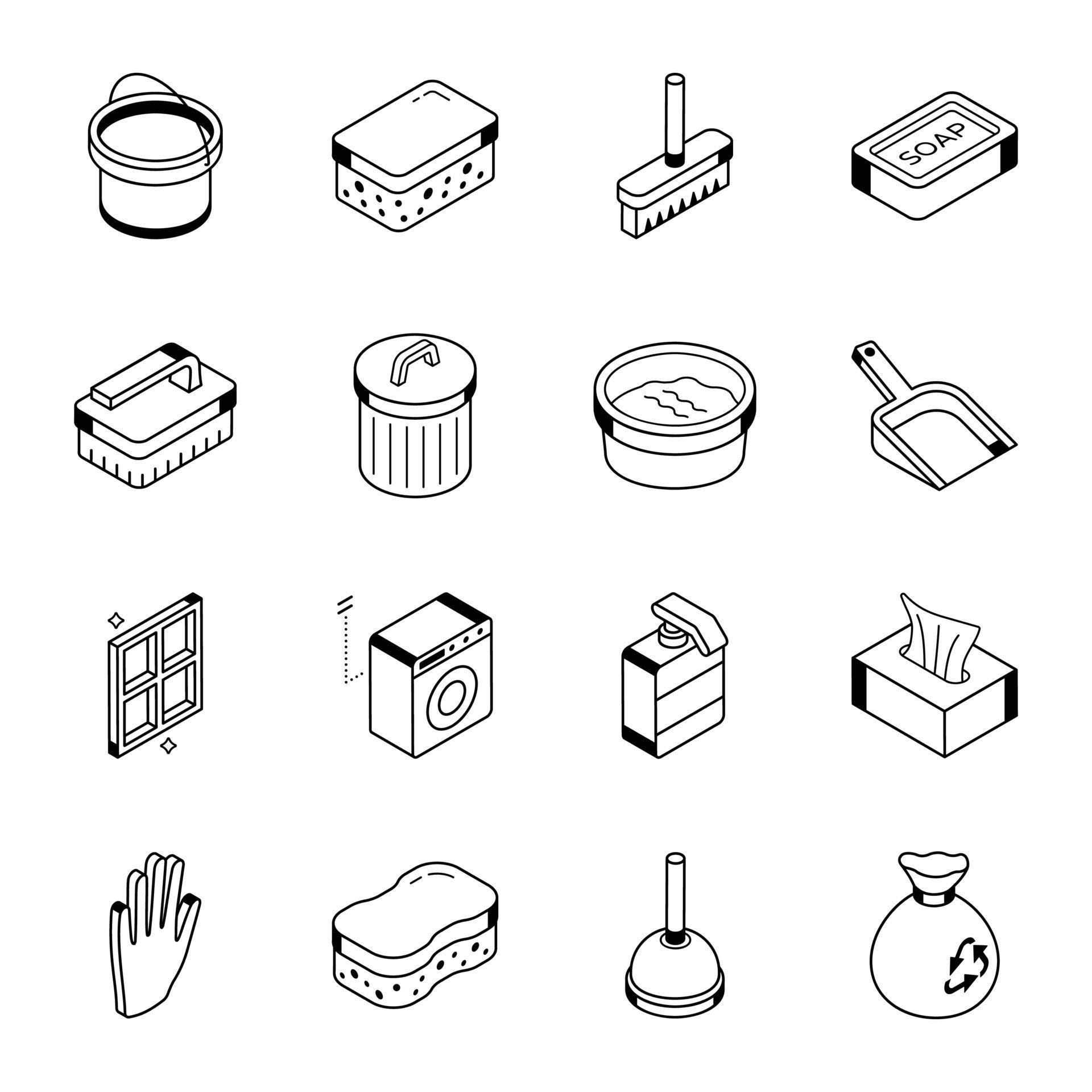 Line Isometric Icons of Household 9643233 Vector Art at Vecteezy