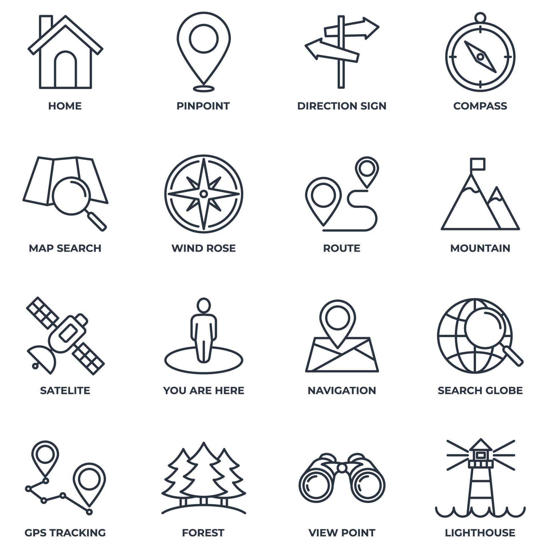 Set of Navigation location icon logo vector illustration. location pack symbol template. home ...
