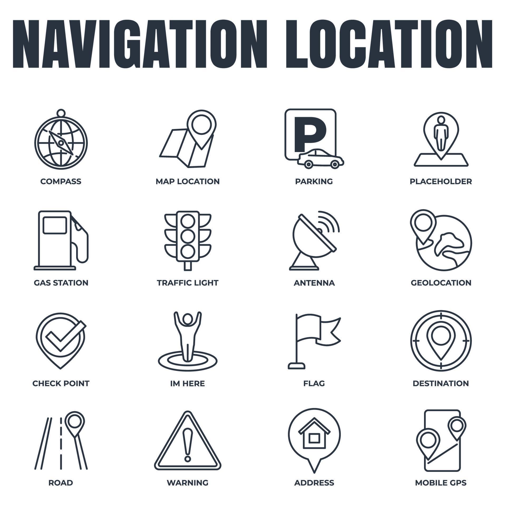Set of Navigation location icon logo vector illustration. location pack symbol template. address ...
