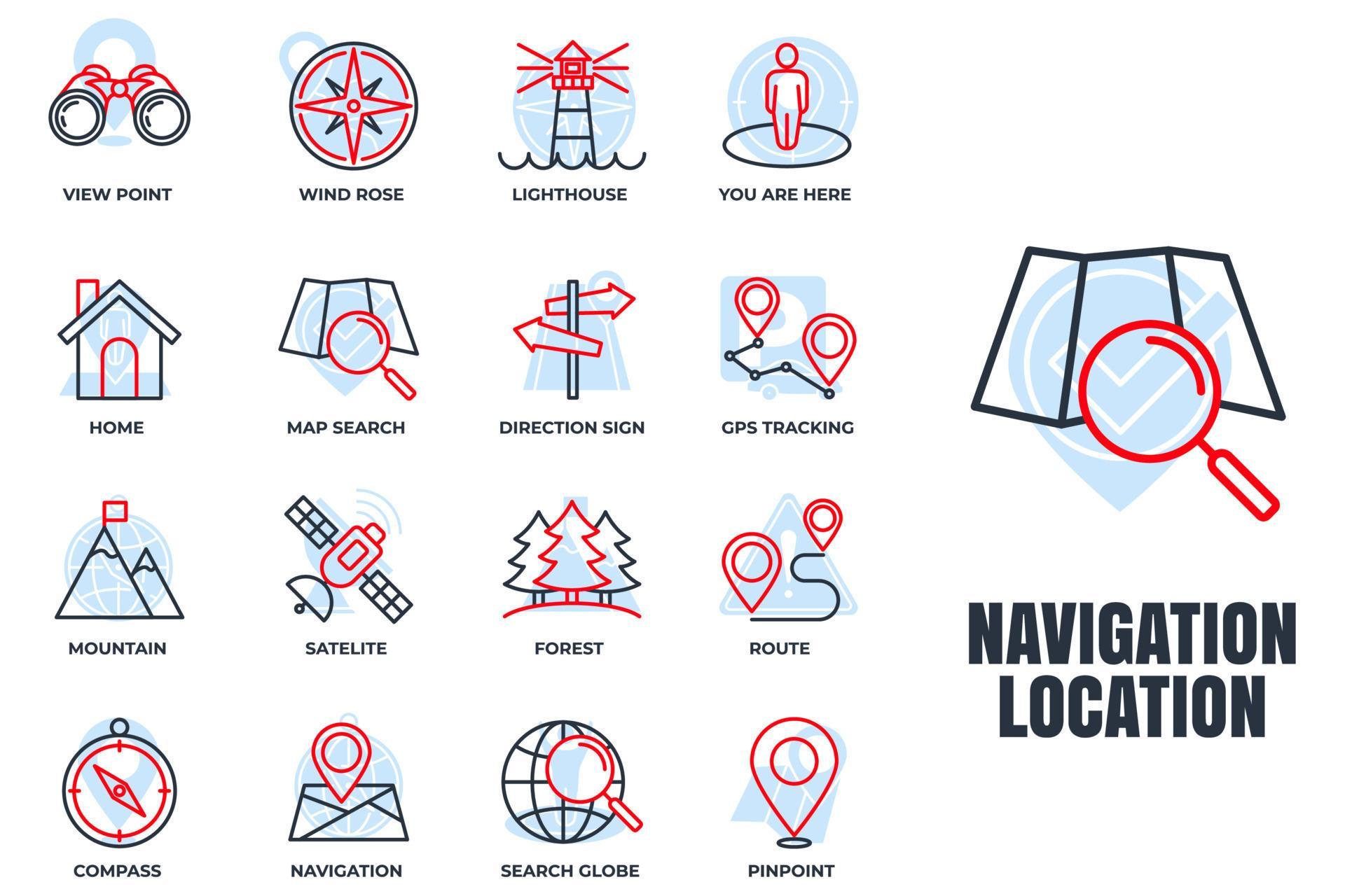 Set of Navigation location icon logo vector illustration. location pack symbol template. home ...