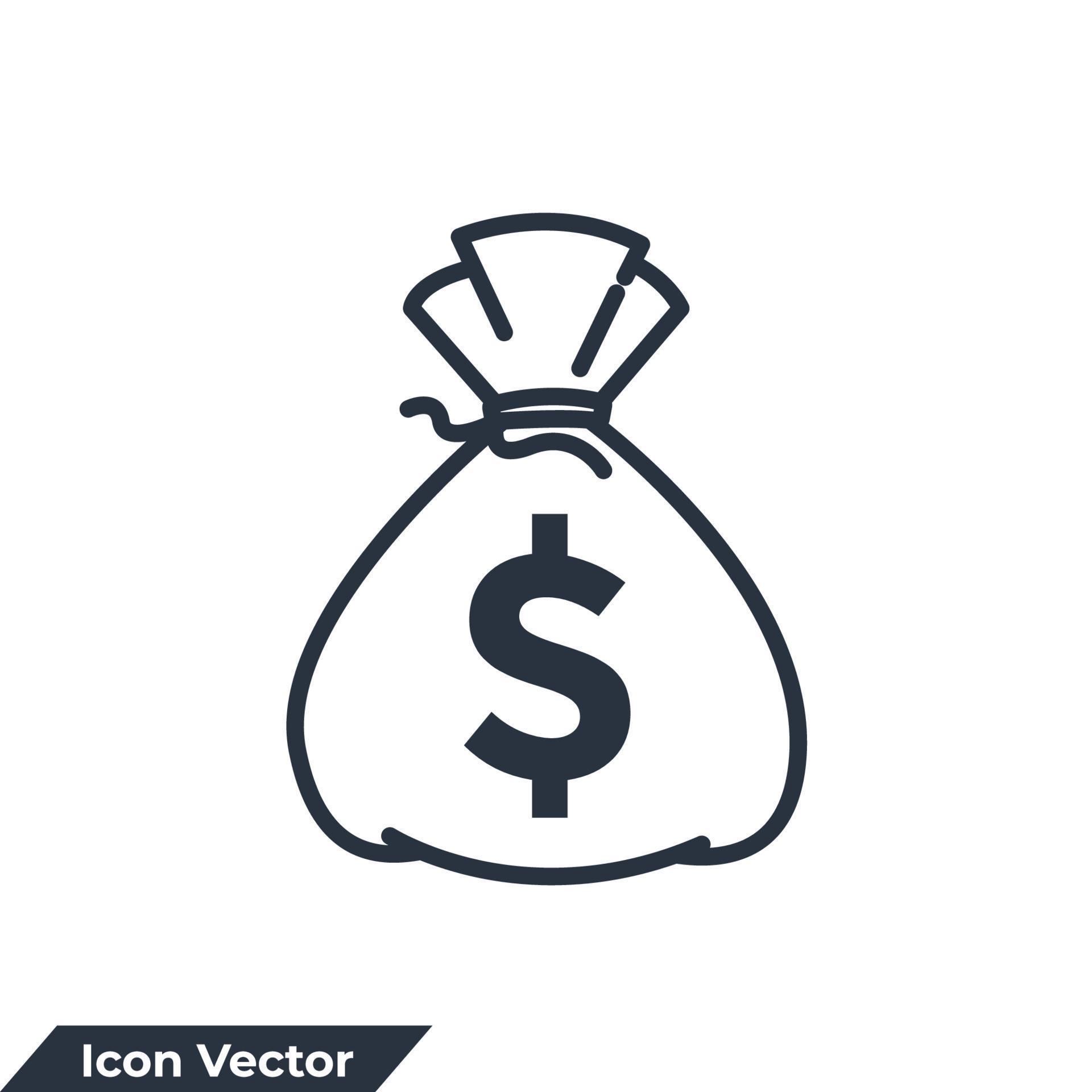 money bag icon logo vector illustration. sack of money symbol template for graphic and web ...