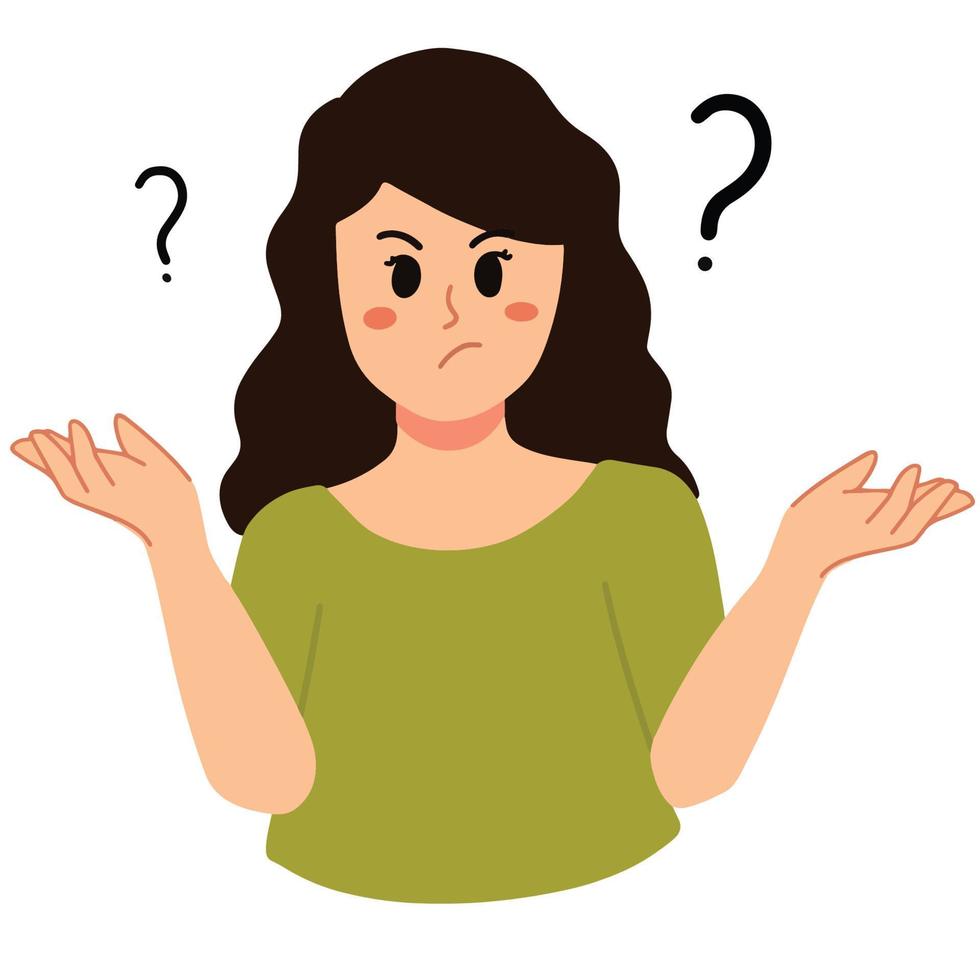 Confused Woman With Question Mark Illustration 9646446 Vector Art At