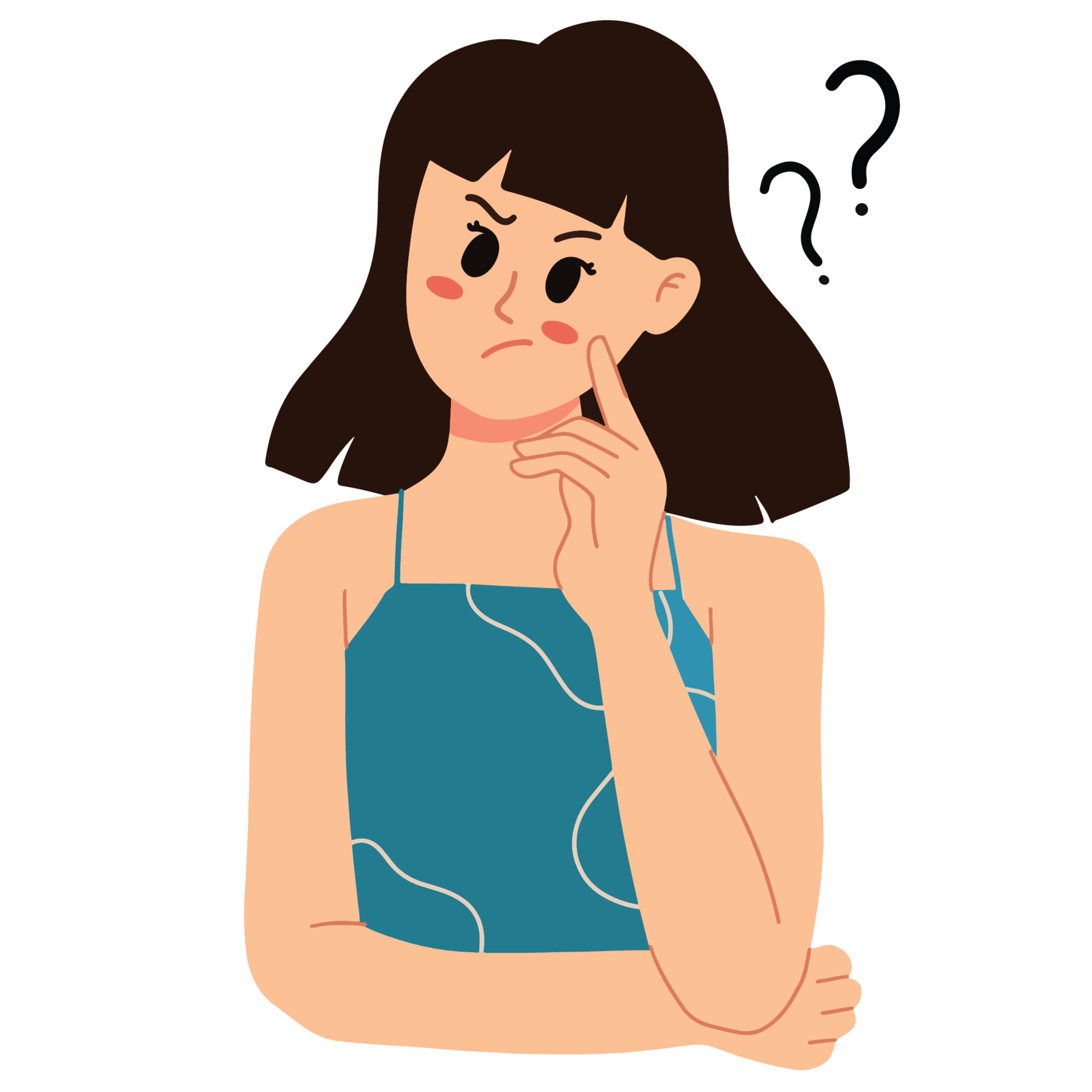 Confused Woman With Question Mark Illustration 9646448 Vector Art At