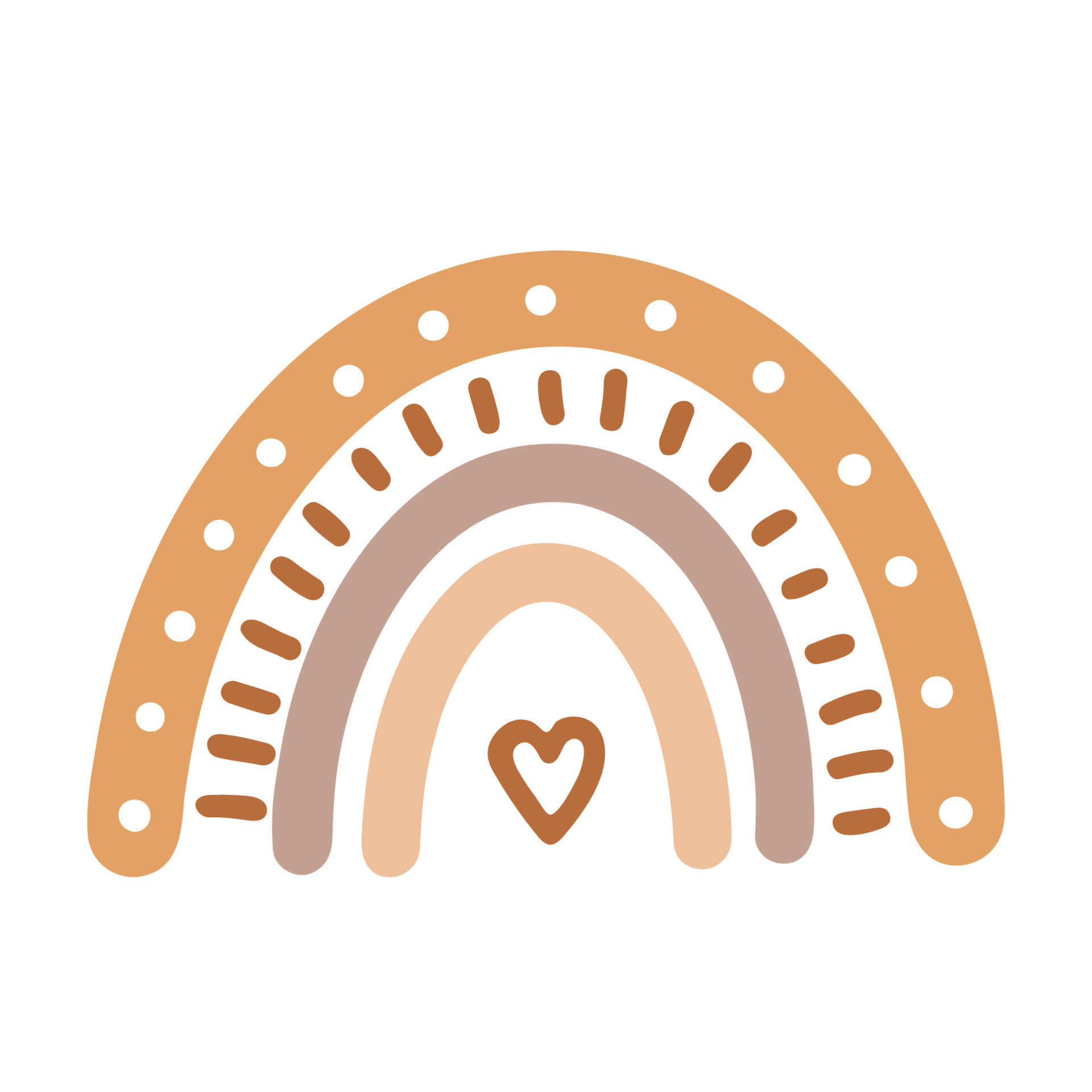 Boho rainbow in pastel and brown colors isolated on white. Scandinavian ...