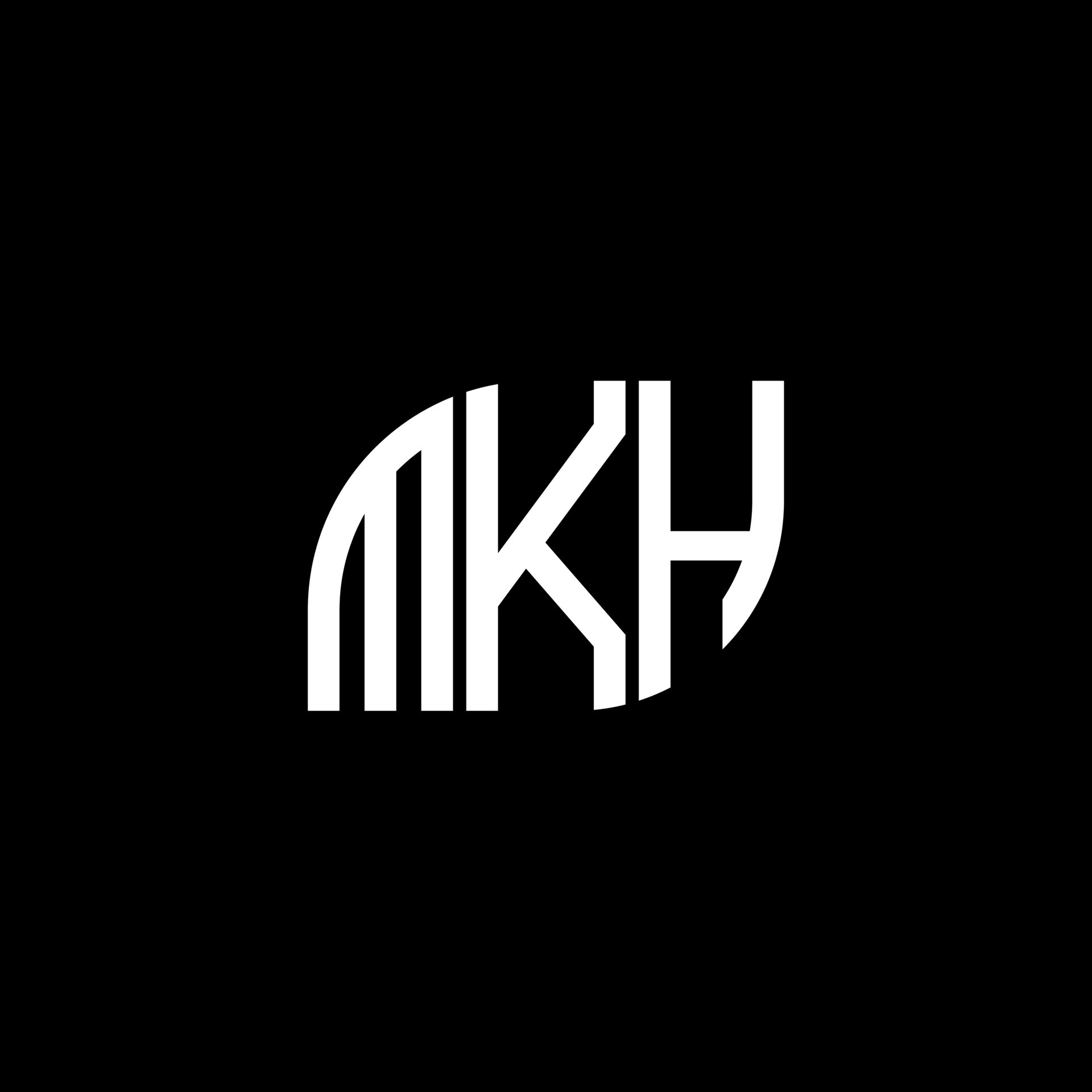 mkh letter design.mkh letter logo design sobre fondo negro. concepto de logotipo de letra de ...