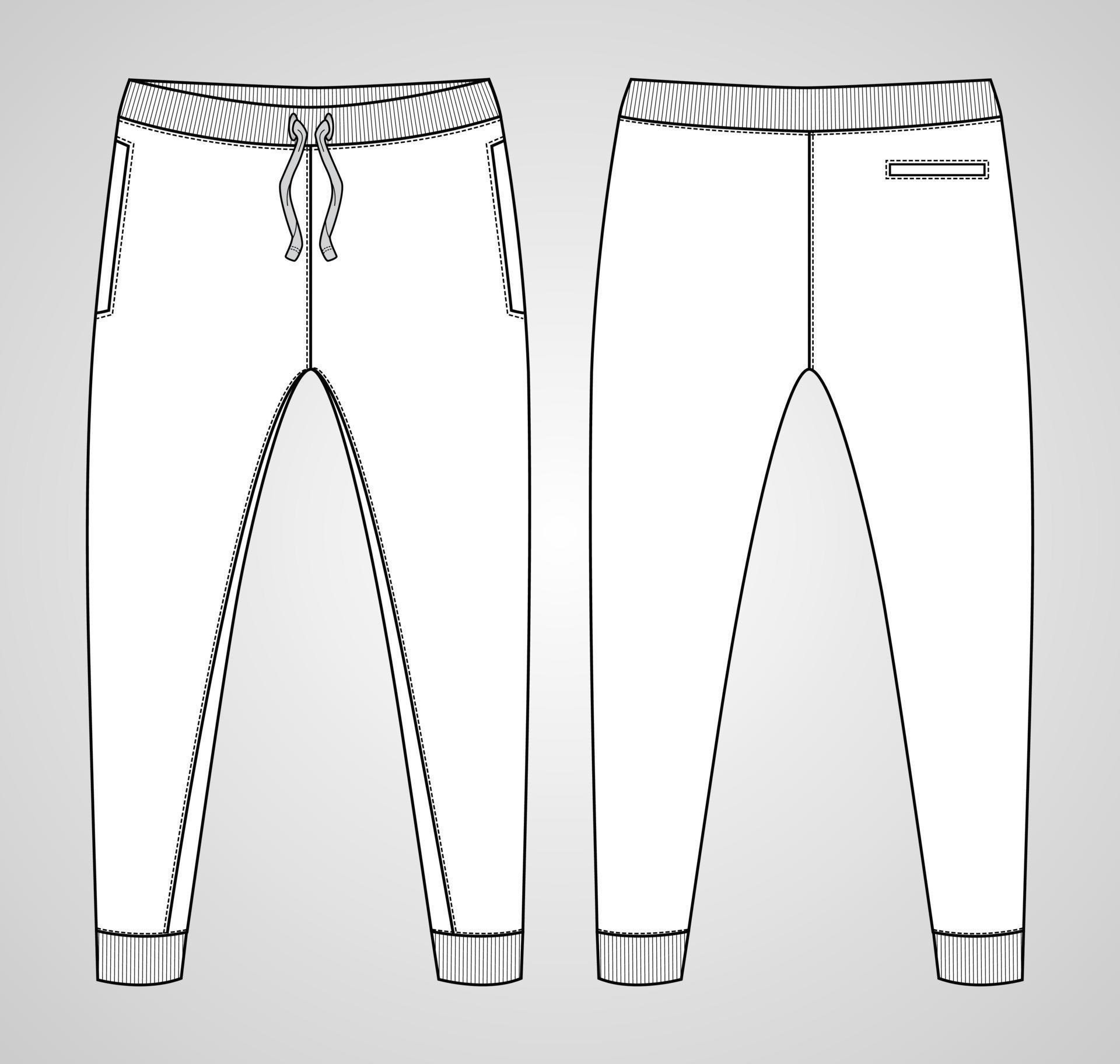 Fleece Fabric Jogger Sweatpants Overall Technical Fashion Flat Sketch