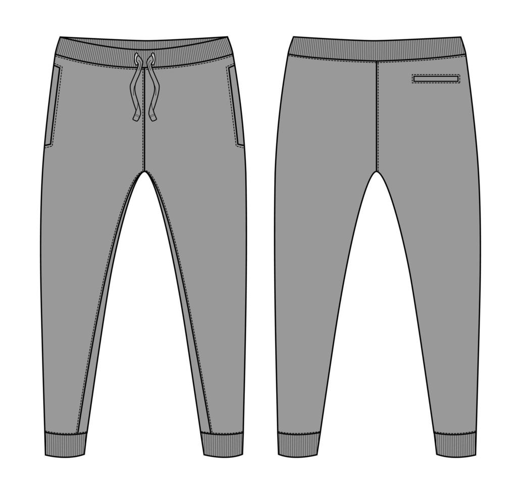Fleece Fabric Jogger Sweatpants Overall Technical Fashion Flat Sketch
