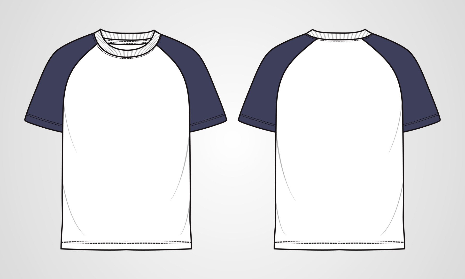 Short sleeve Raglan T shirt technical fashion flat sketch vector ... Short sleeve Raglan T shirt technical fashion flat sketch vector ...