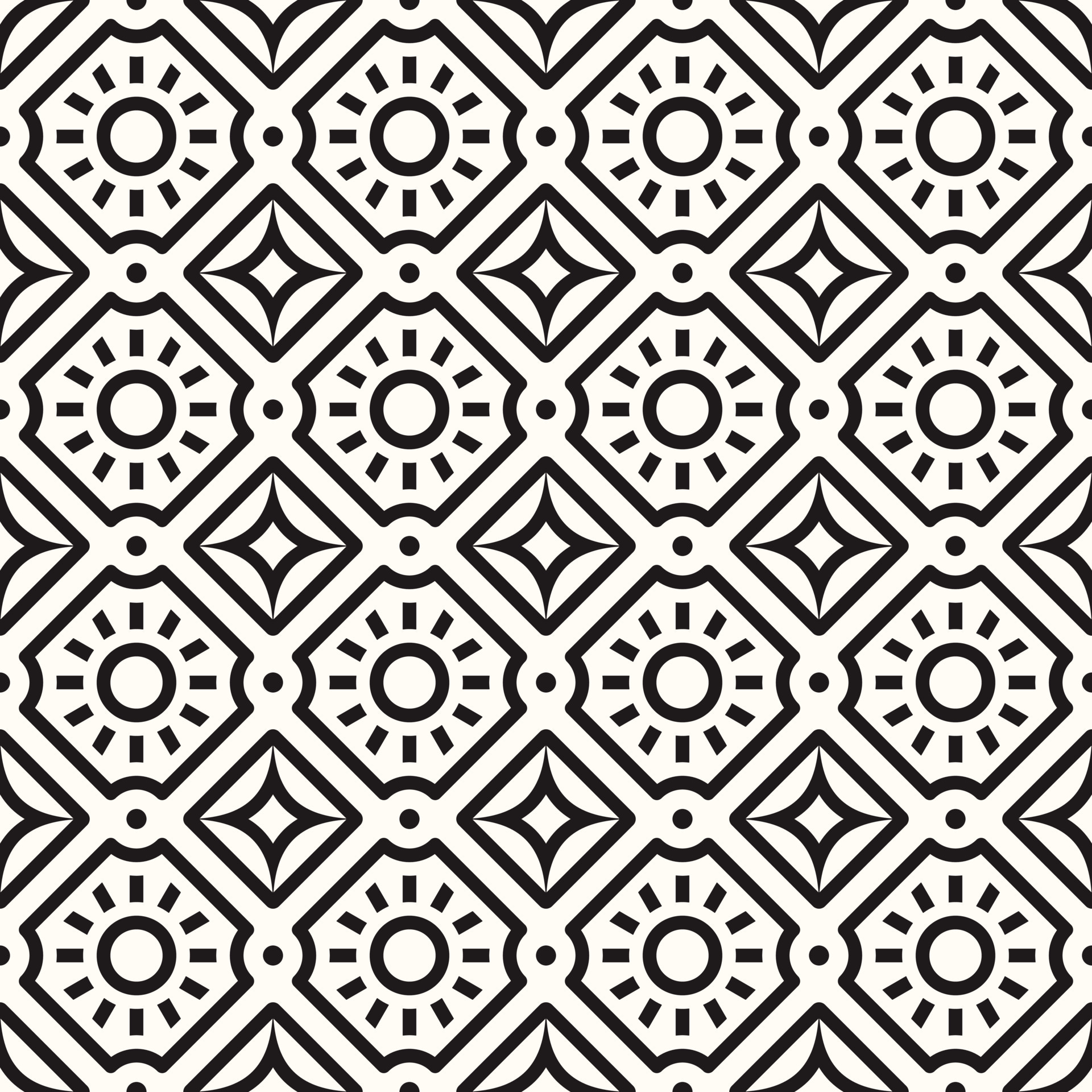 Vector Geometric Seamless Monochrome Pattern 9650122 Vector Art At Vecteezy