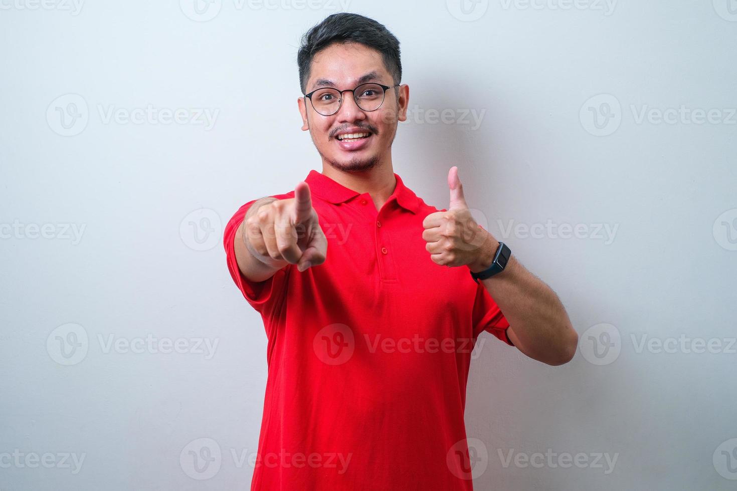 Asian young man pointing forward, Looking at Camera, make choosing you ...