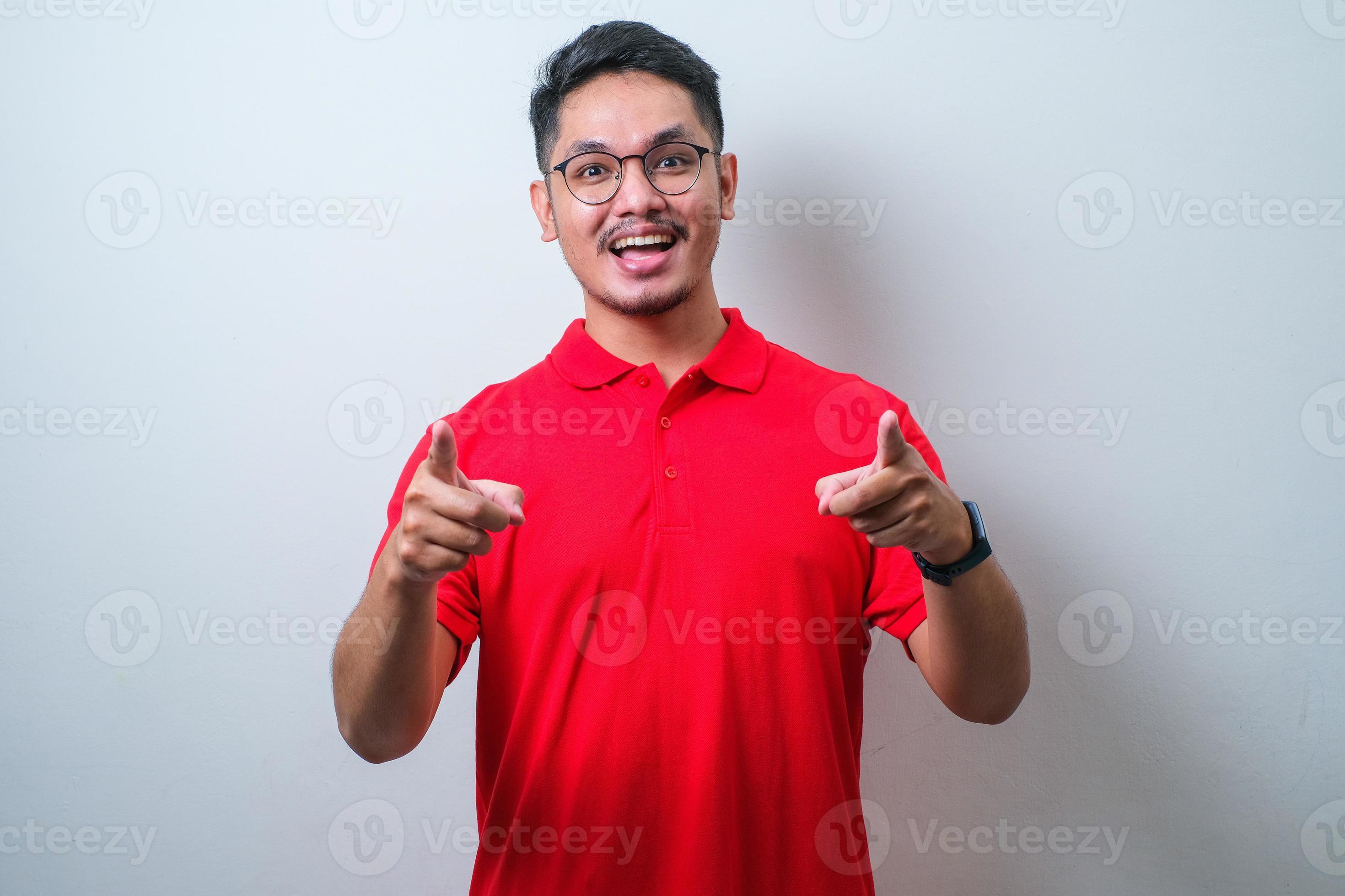 Asian young man pointing forward, Looking at Camera, make choosing you ...