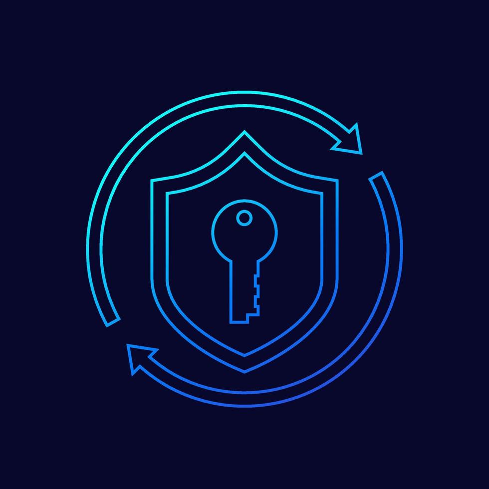 Cybersecurity Access And Data Protection Line Icon With Shield And Key