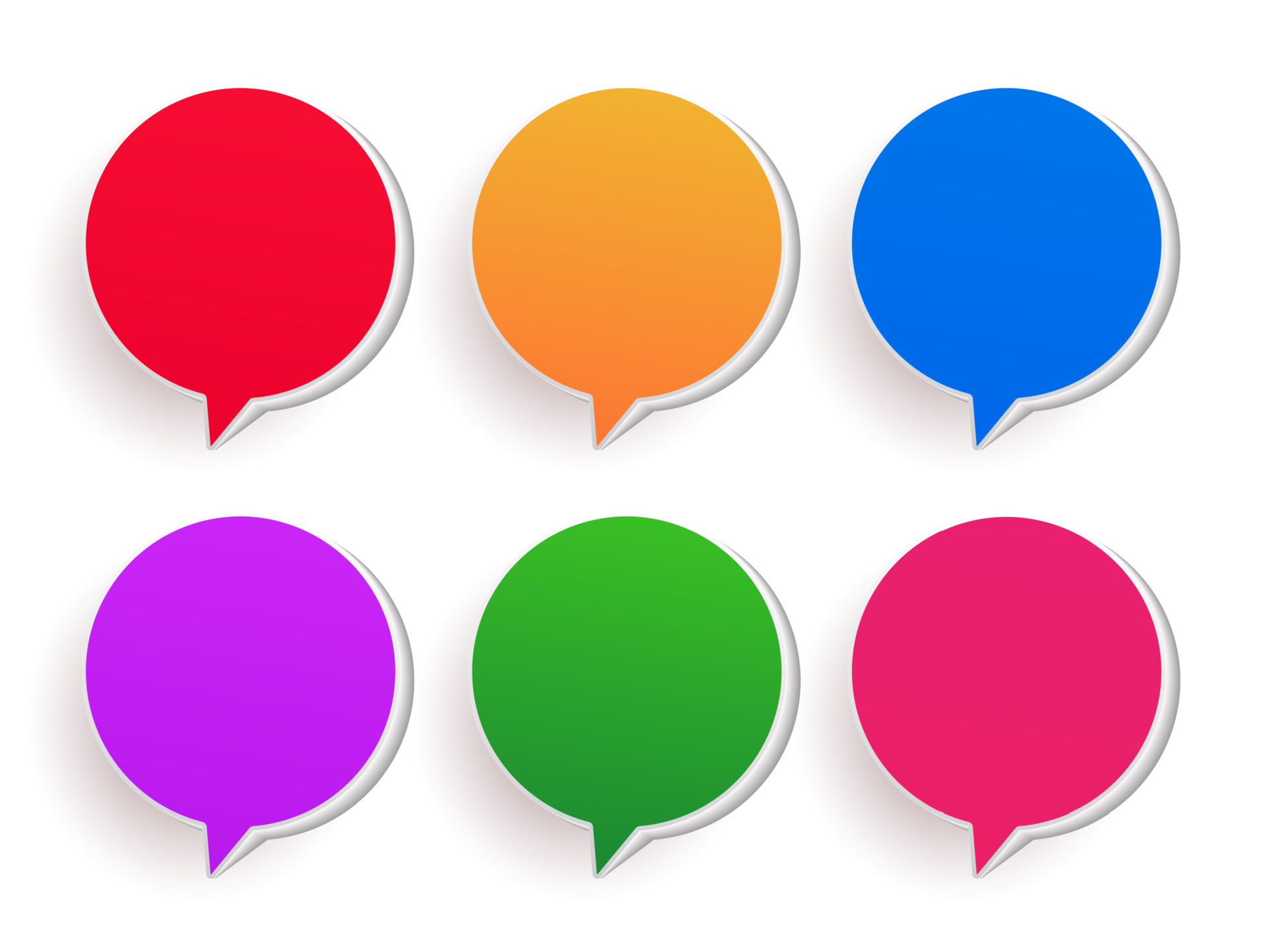 Speech bubbles icon with different colors, message speech bubble icon ...