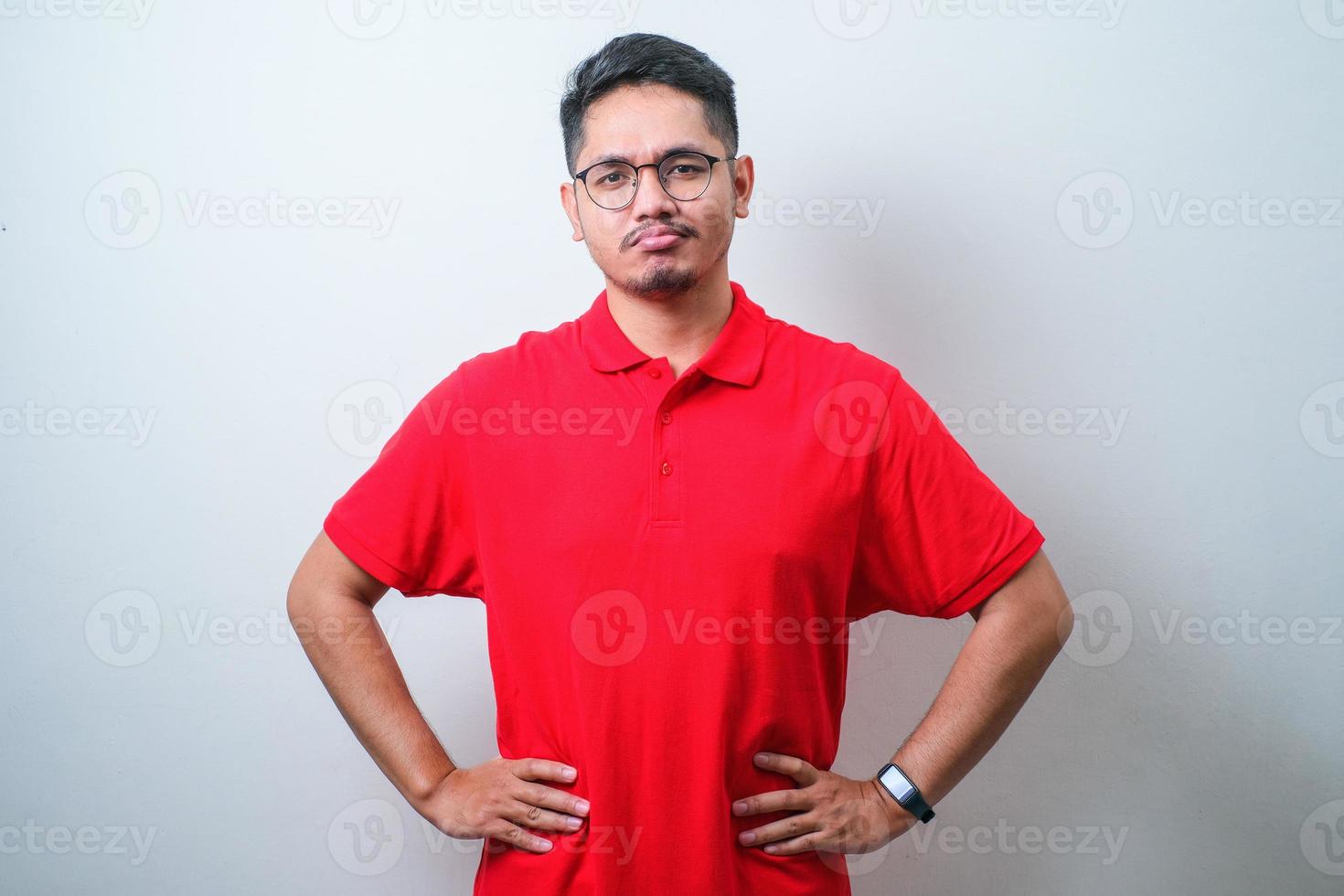Portrait Of Young Handsome Asian Man Wearing Casual Shirt And Glasses