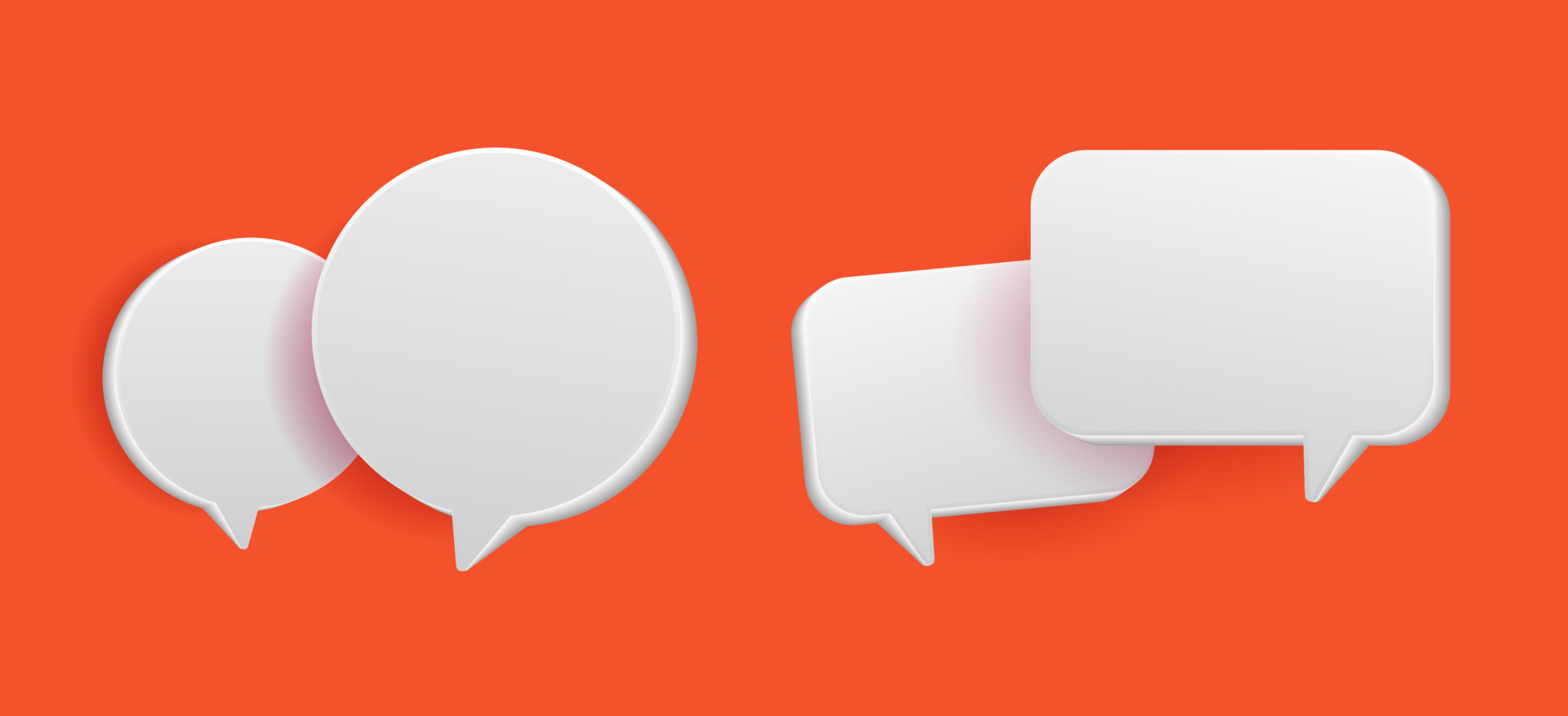 Set of two pairs of speech bubbles icon with round and square shape ...