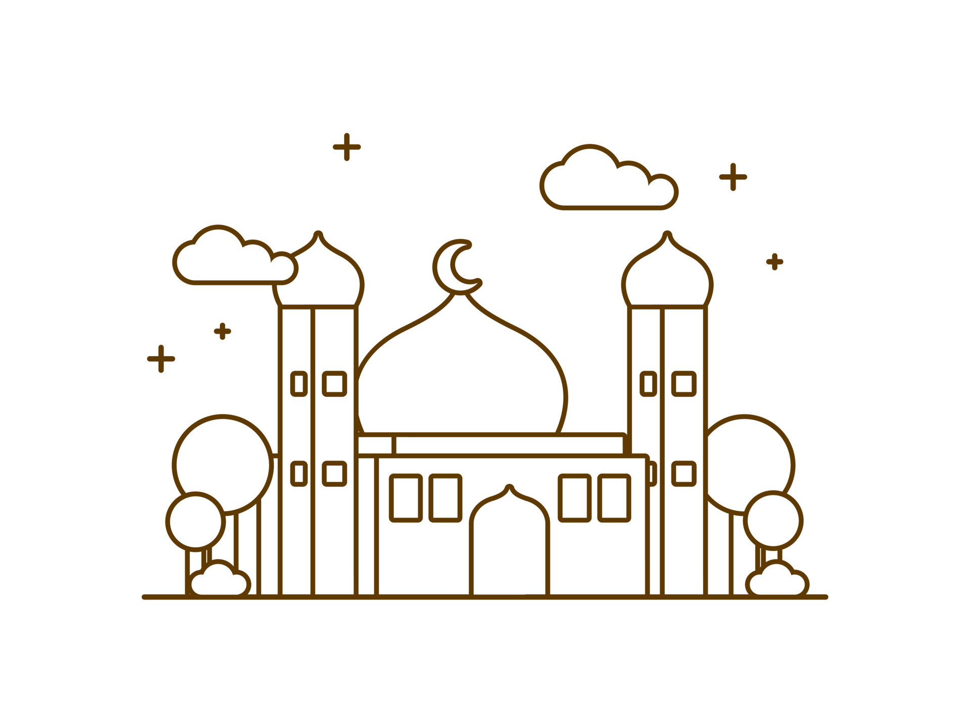 Mosque Line Art Design Modern Style 9652593 Vector Art At Vecteezy