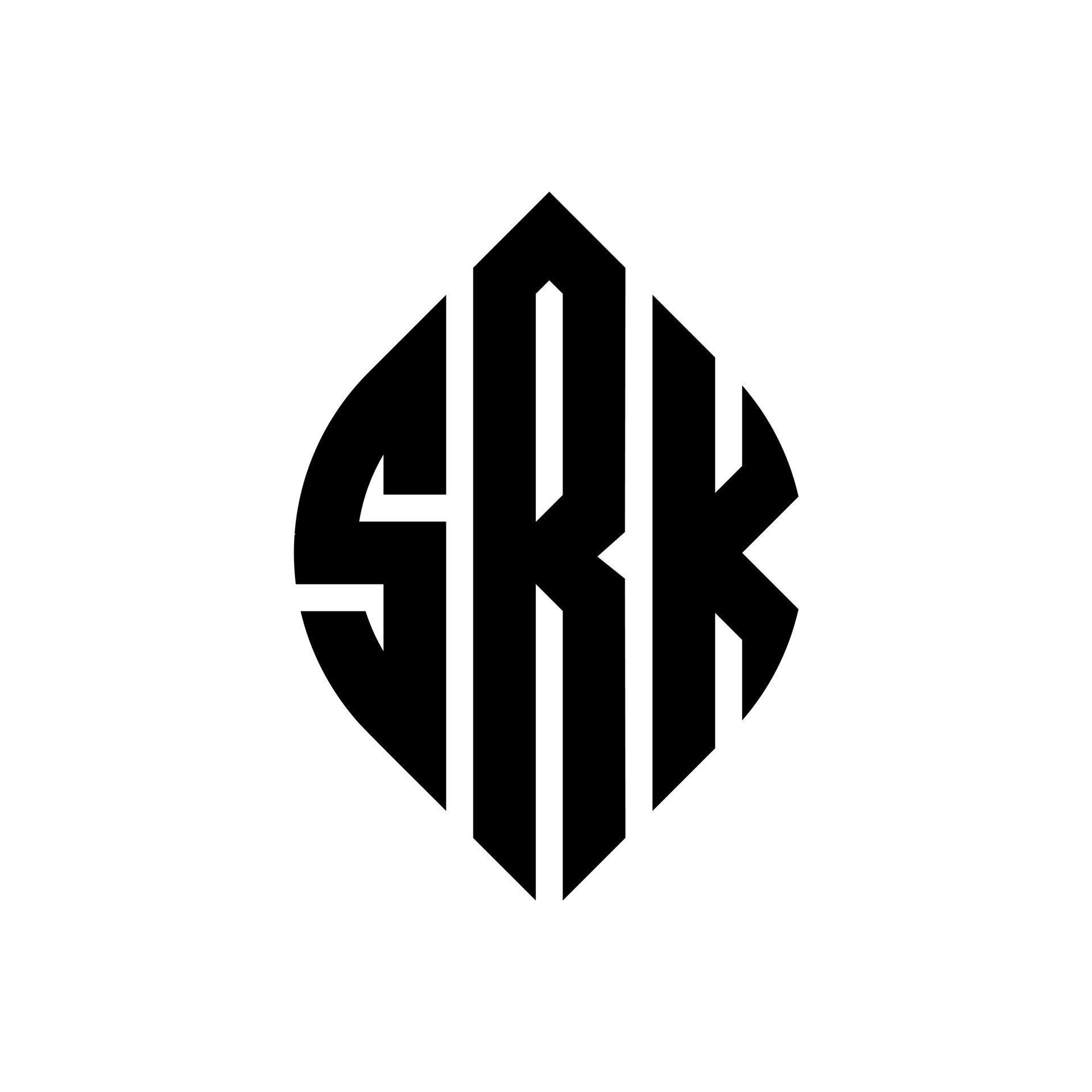 SRK circle letter logo design with circle and ellipse shape. SRK ellipse letters with ...