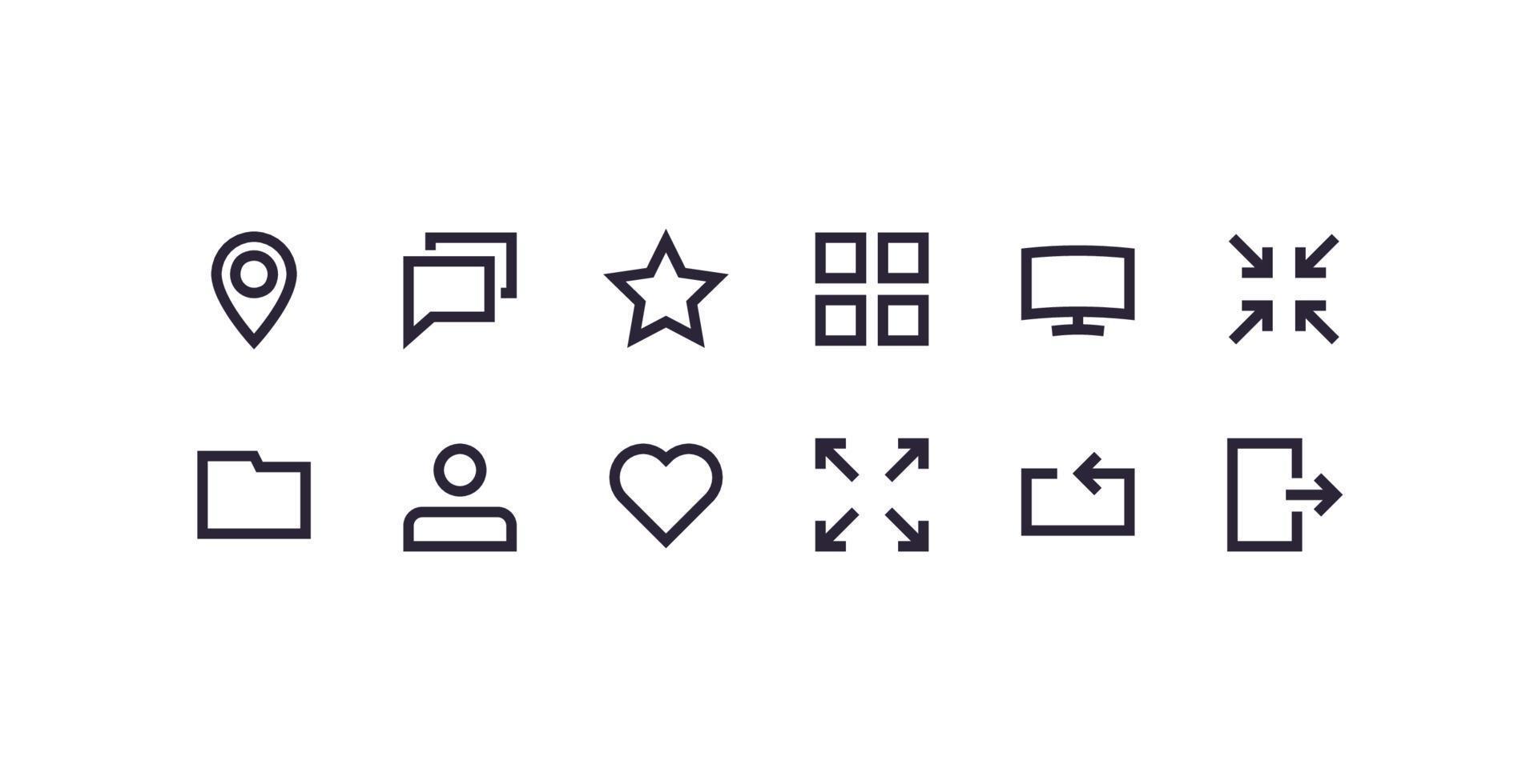 Mobile User Interface Navigation And Simple App Icons Flat Vector