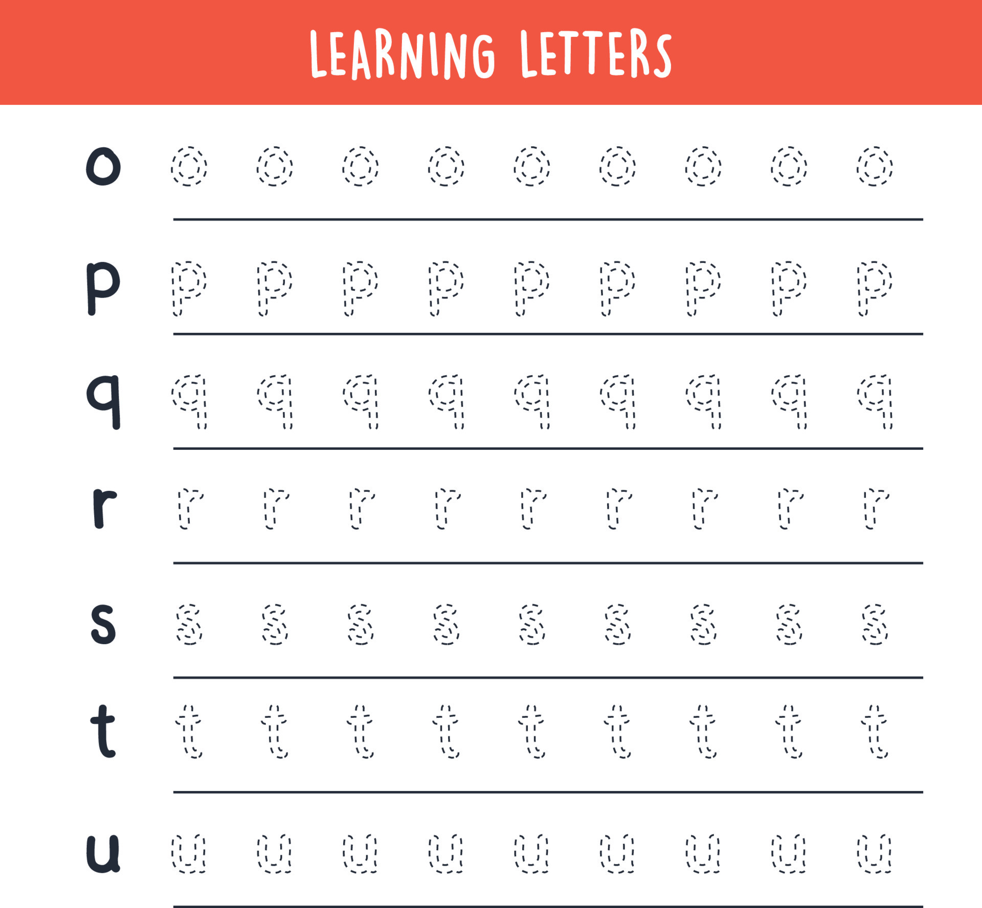 Aprender Letras Escribir Alfabeto Y Practicar Escritura A Mano Simple Ilustración Vectorial